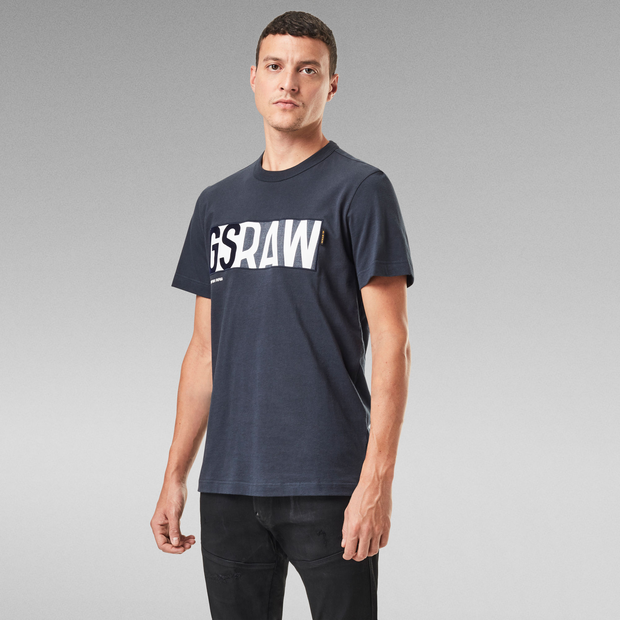 GS RAW Denim Logo T-Shirt | Men | Medium blue | G-STAR Outlet