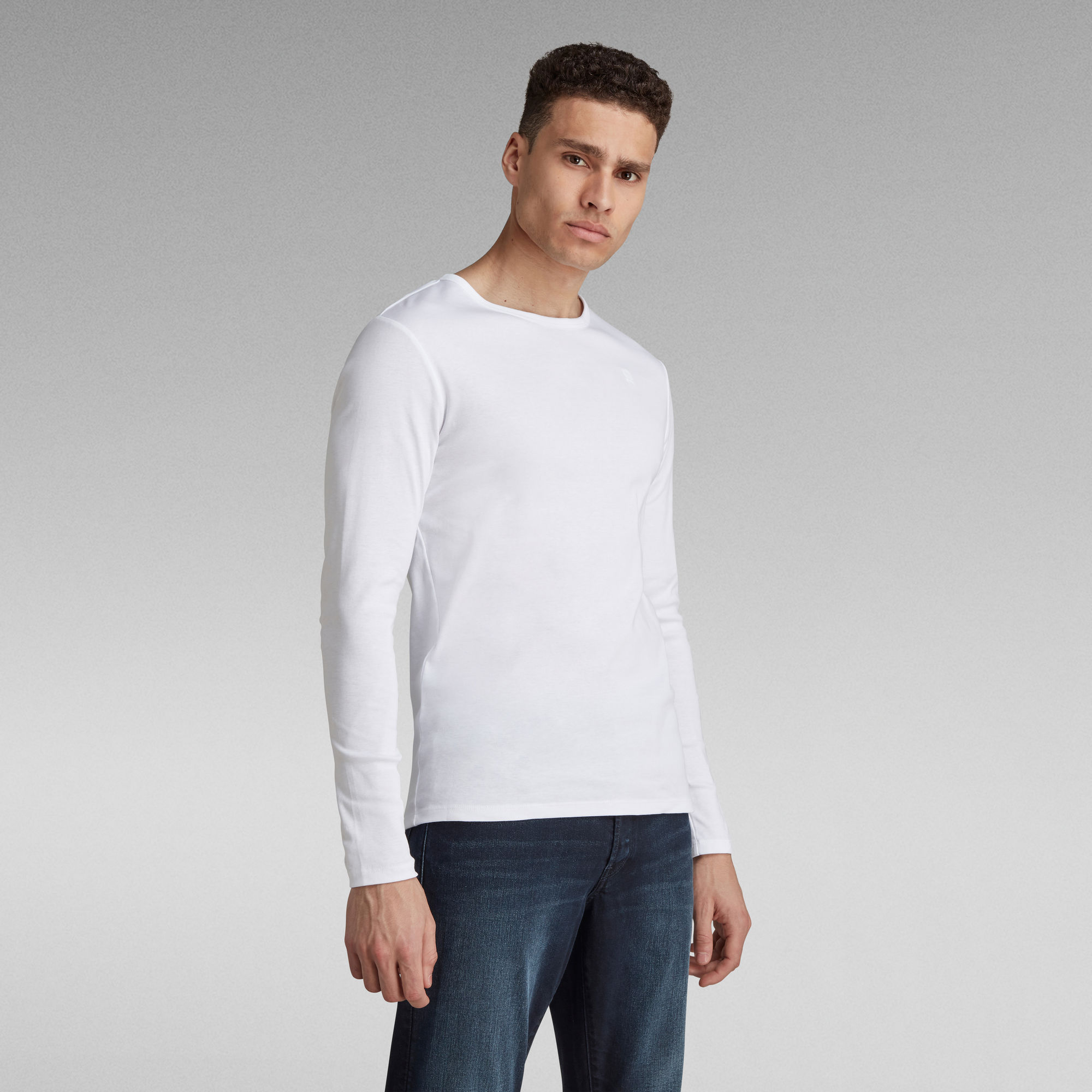 Basic Round Neck Long Sleeve T-Shirt | White | G-STAR Outlet