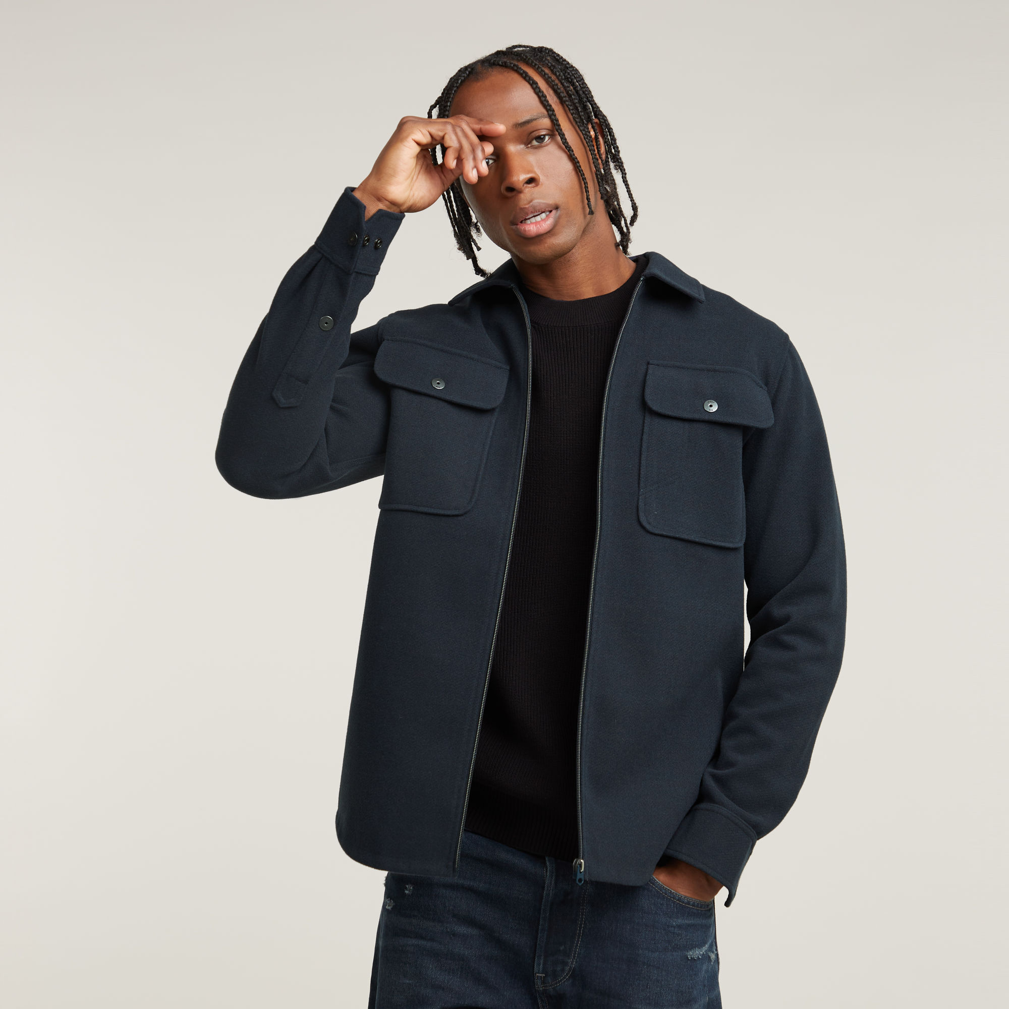 GPO Zip Overshirt | Men | Dark blue | G-STAR Outlet