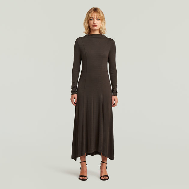 Drape Jersey Dress | Brown | G-STAR Outlet GB