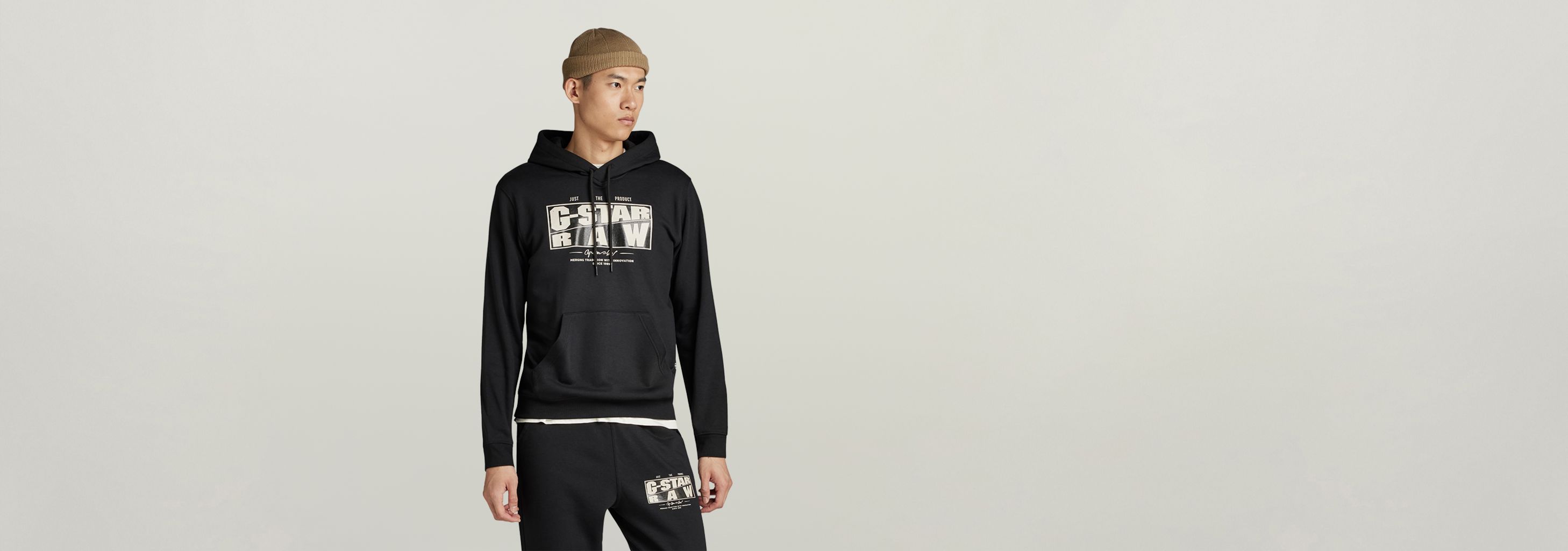 Oblique Logo Hooded Sweater | Black | G-STAR® US Oblique Logo Hooded Sweater | Black | G-STAR® US