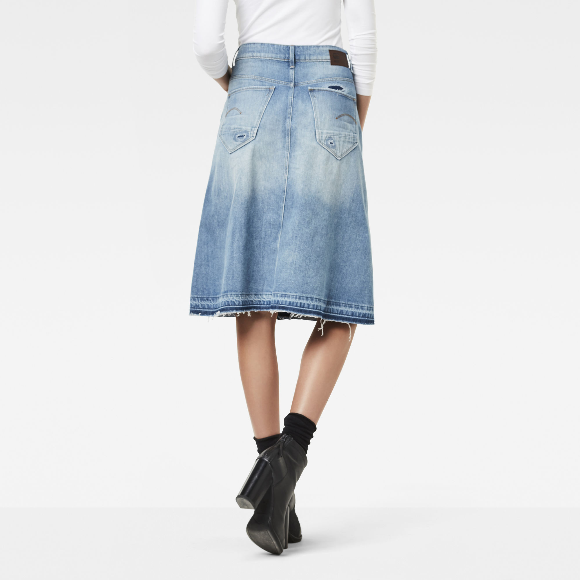 Arc Button A-Line Midi Skirt | Light blue | G-Star RAW®