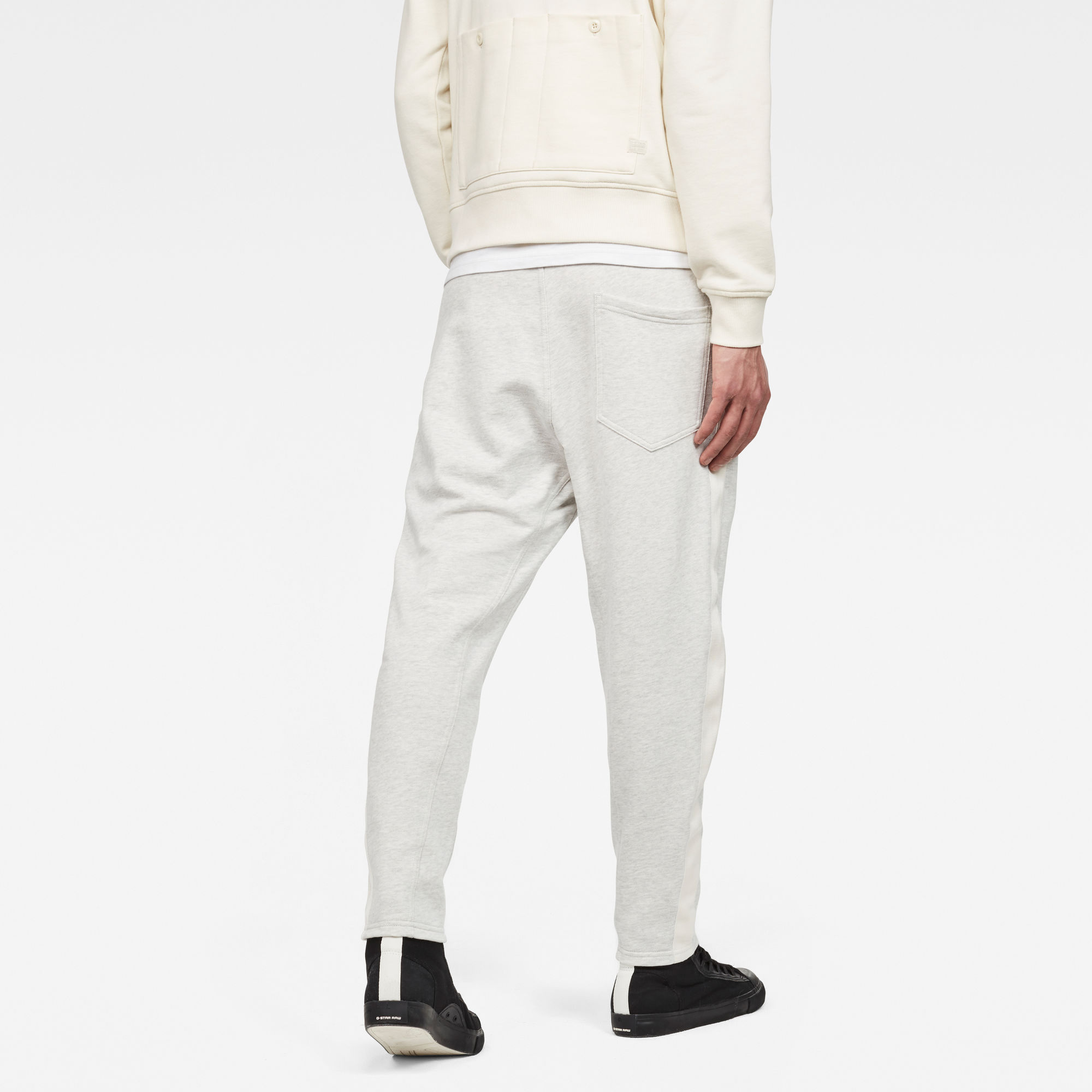 Core Stripe Cropped 3D Tapered Sweatpants | White | G-Star RAW®