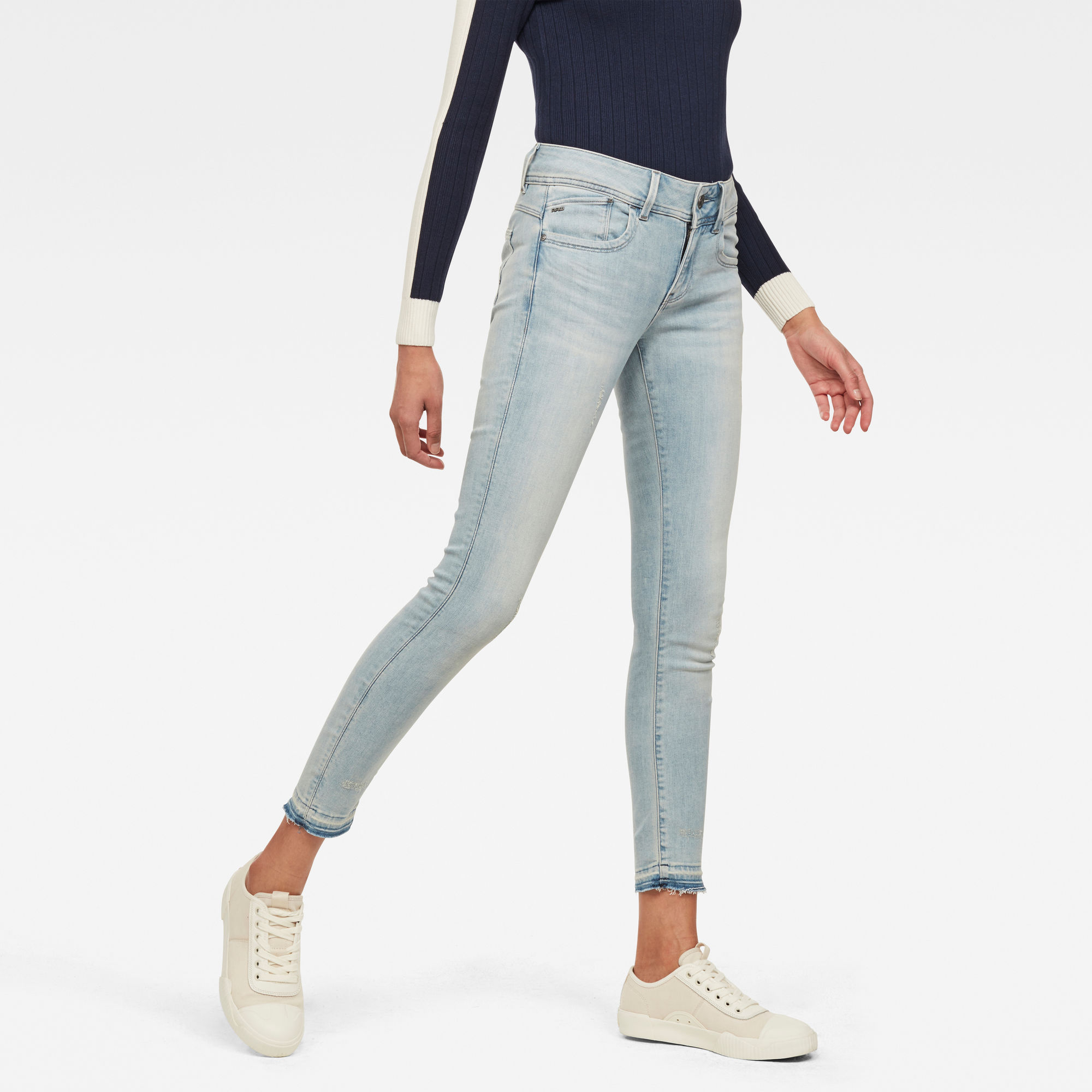 Lynn Mid Waist Skinny Ripped Jeans | Light blue | G-Star RAW®
