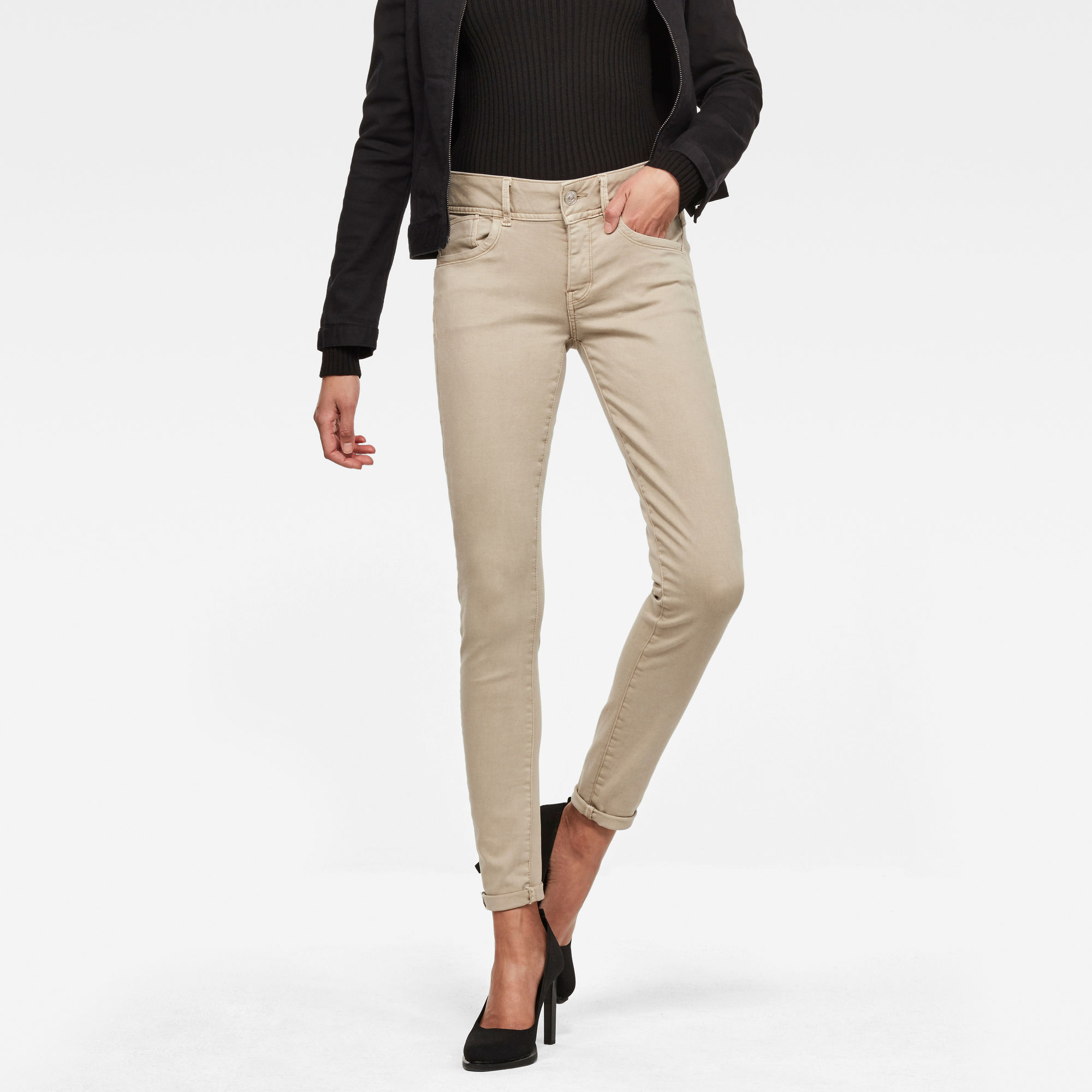 Lynn Mid Waist Skinny Colored Jeans | Beige | G-Star RAW®