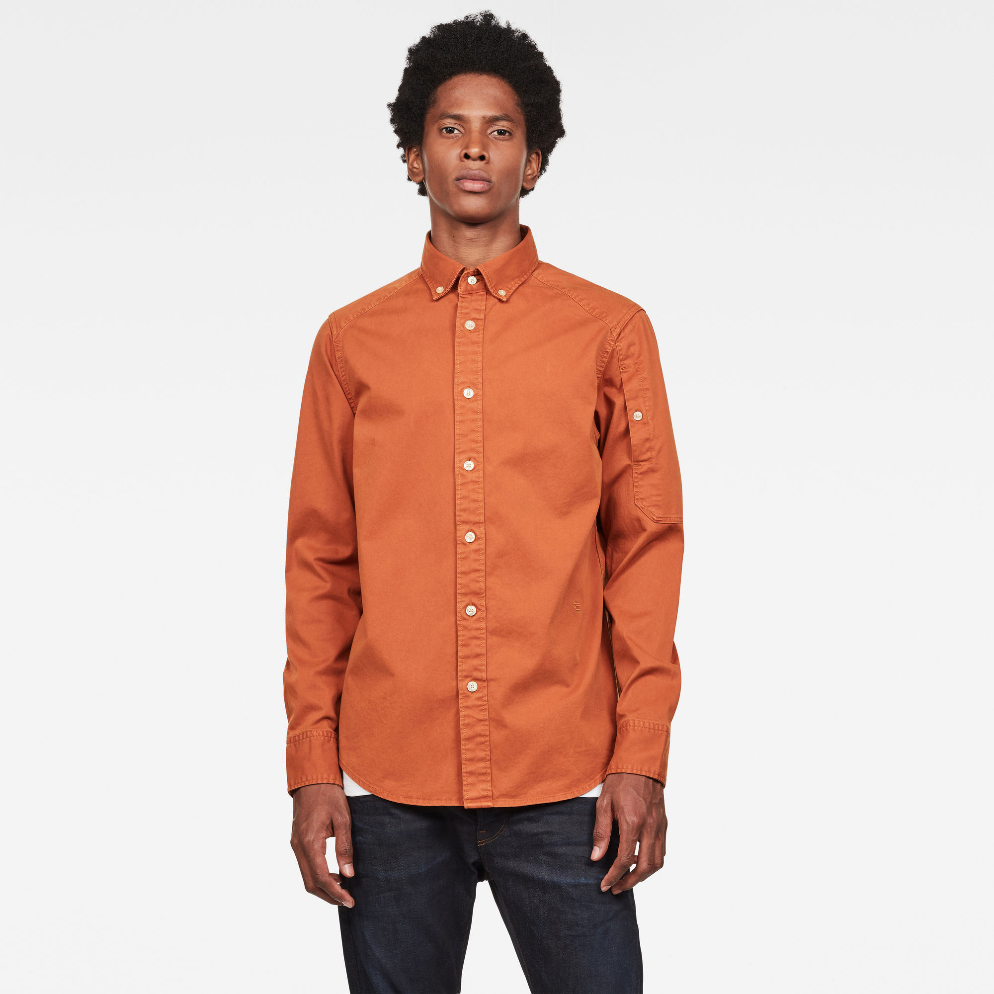 Stalt Button Down Straight Shirt | Brown | G-Star RAW®