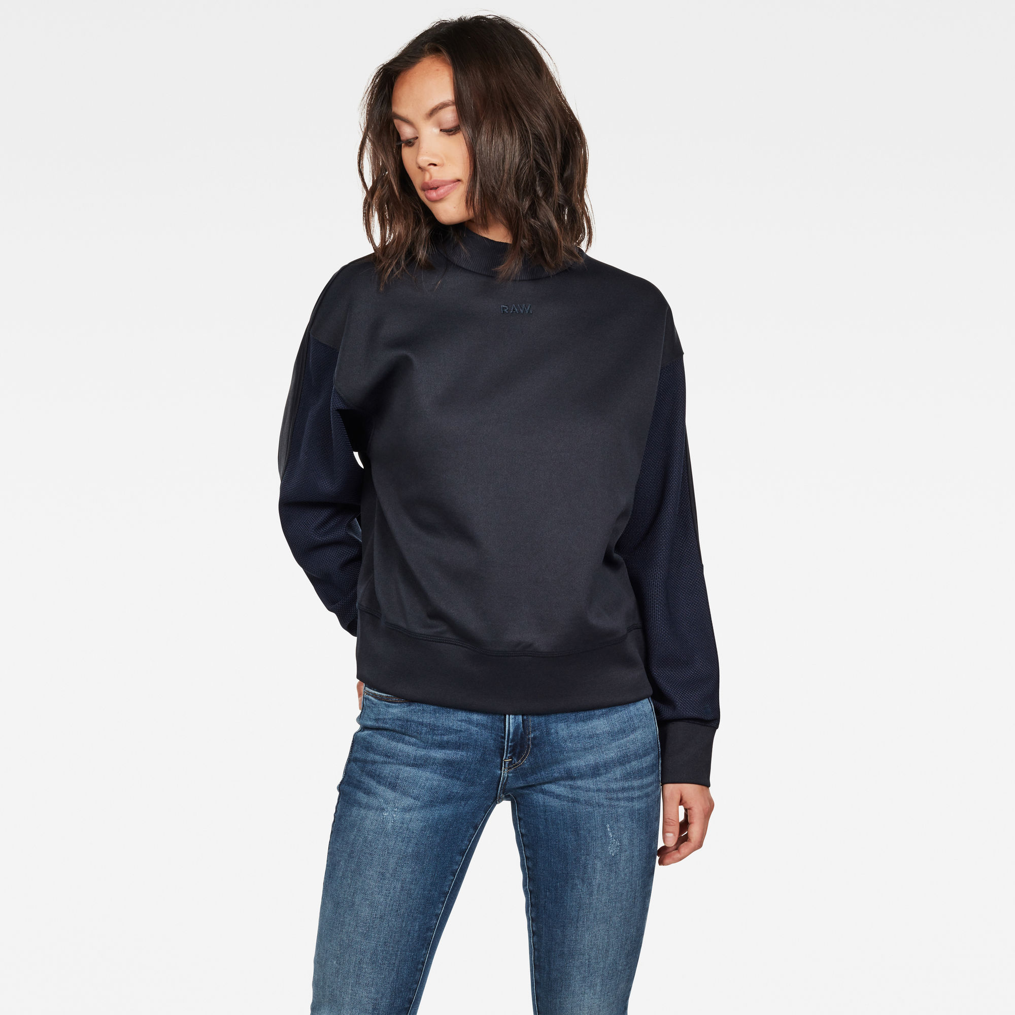 Pleat Loose Collar Sweater | Dark blue | G-Star RAW®