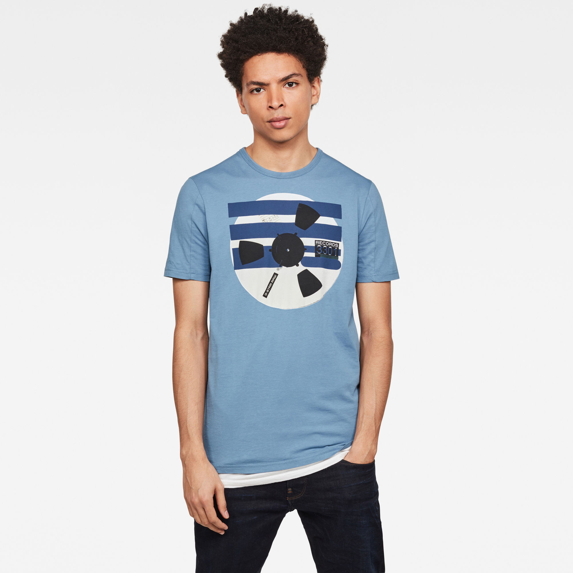 Record Reel GR Slim T-Shirt | Light blue | G-Star RAW®