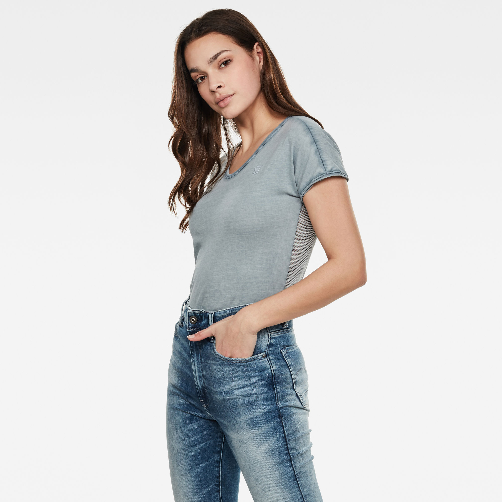Eyben Mesh Slim Top | Light blue | G-Star RAW®