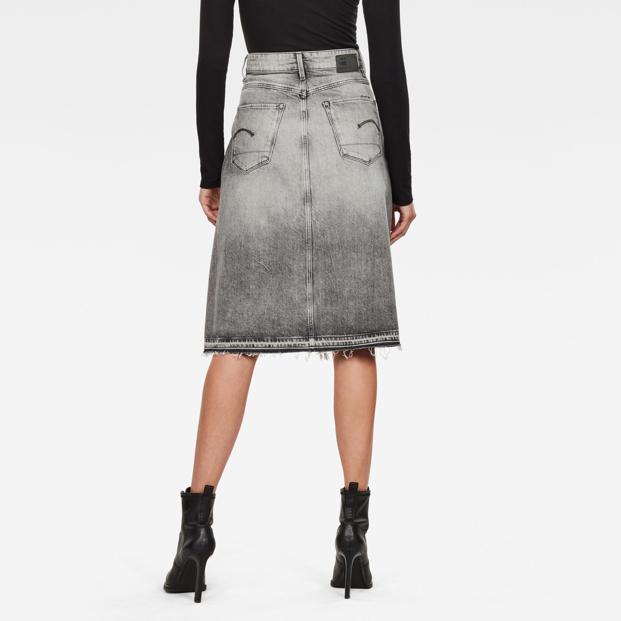 3301 A-line Midi Ripped Edge Skirt | Women | Grey | G-Star RAW®