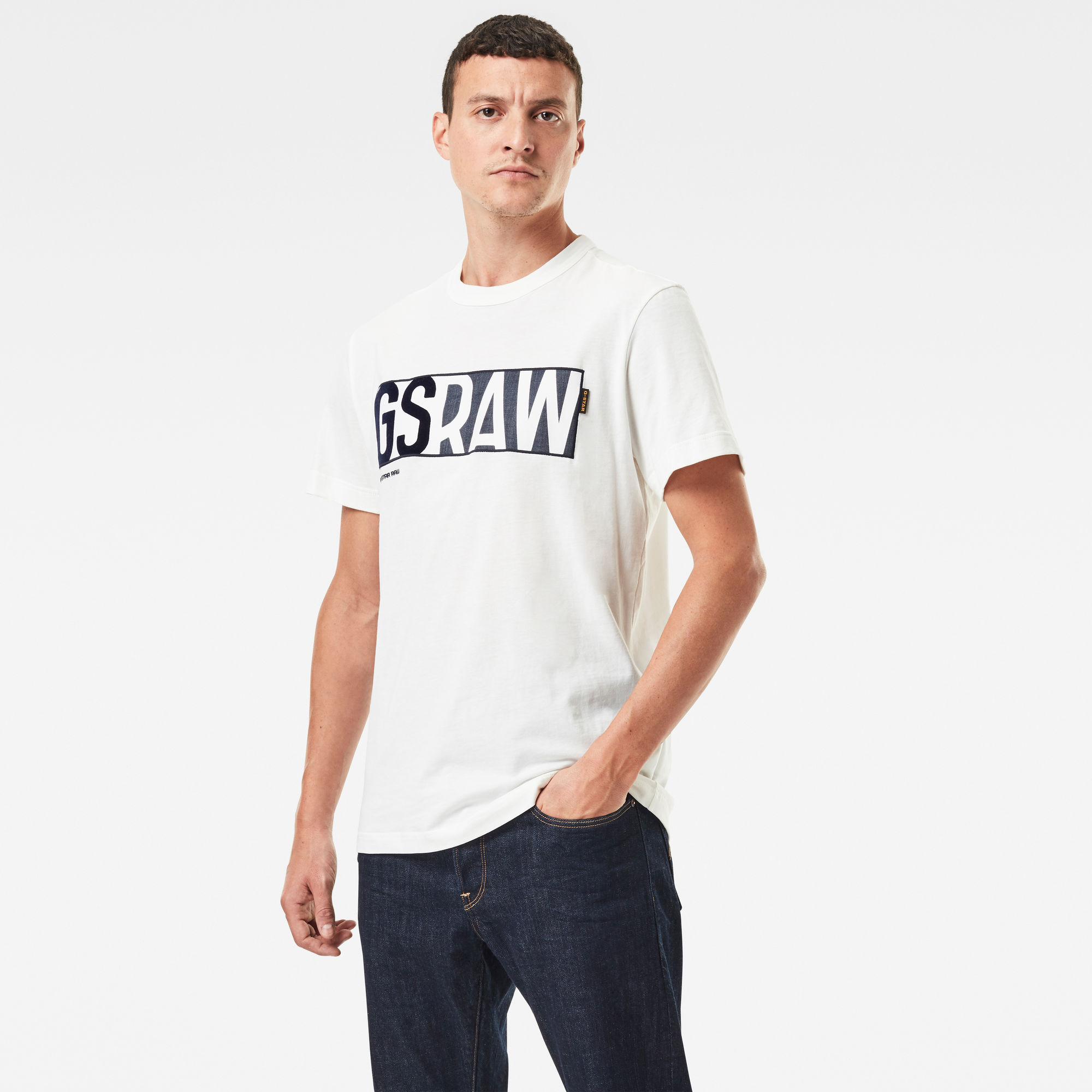 GS RAW Denim Logo T-Shirt | Beige | G-Star RAW®
