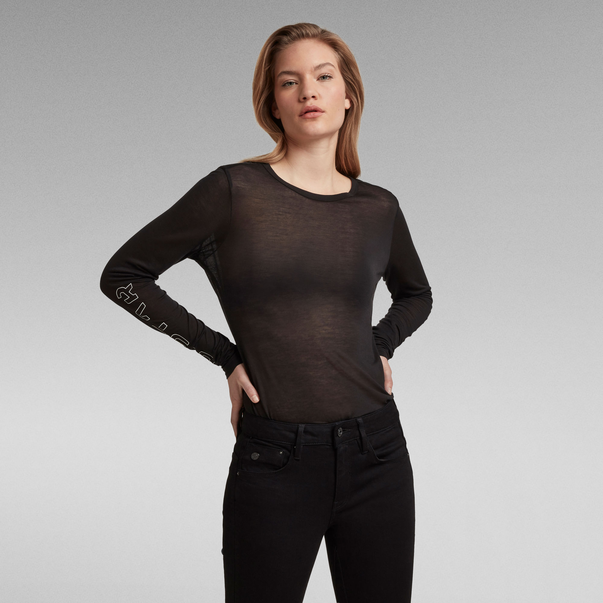 Sheer Graphic Slim Fit Top | Black | G-Star RAW®