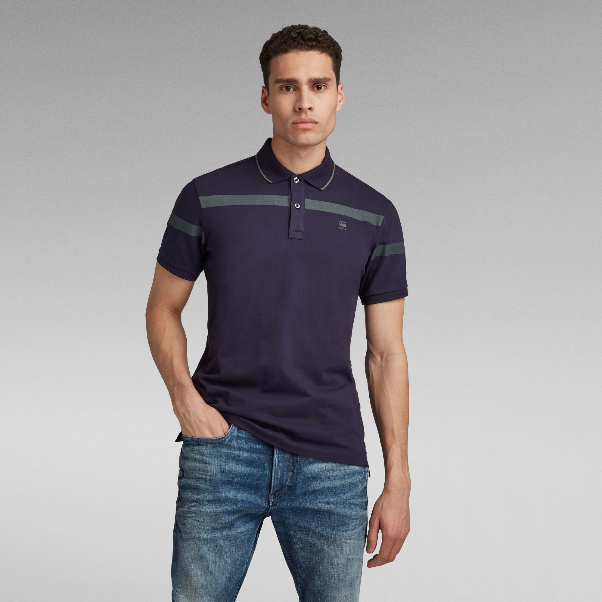 Slim Stripe Polo | Dark blue | G-Star RAW®