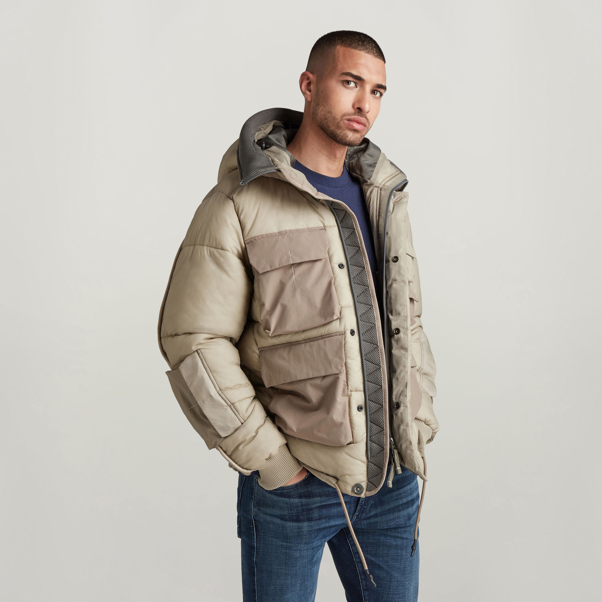Field Hooded Puffer Jacket | Brown | G-Star RAW®