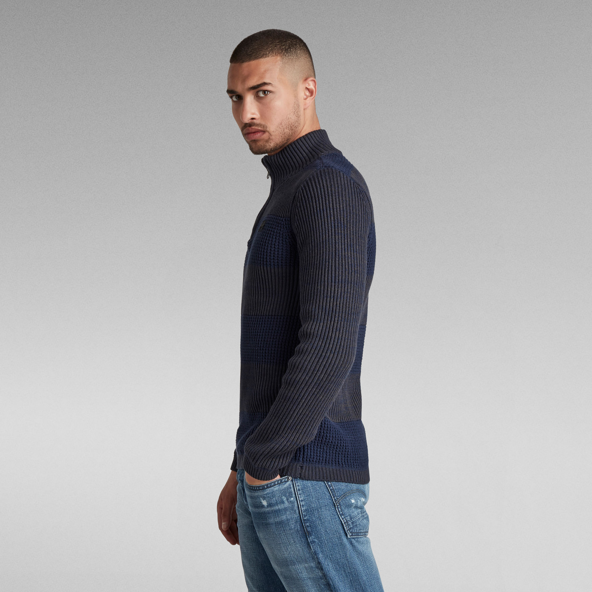 Stripe Half Zip Knitted Sweater | Multi color | G-Star RAW®