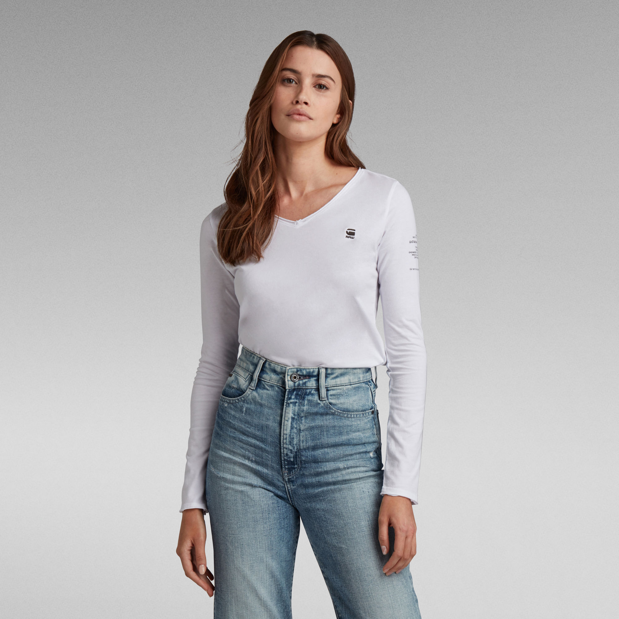 Rolled Edge Long Sleeve Top C | White | G-Star RAW®