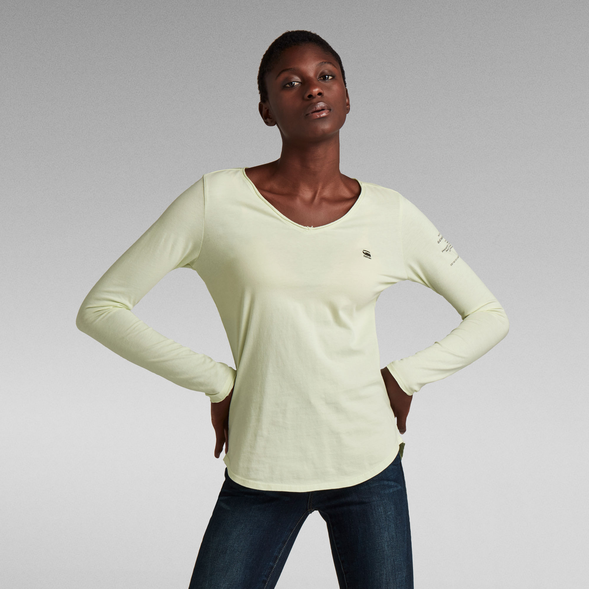 Rolled Edge Long Sleeve Top C | Women | Green | G-Star RAW®