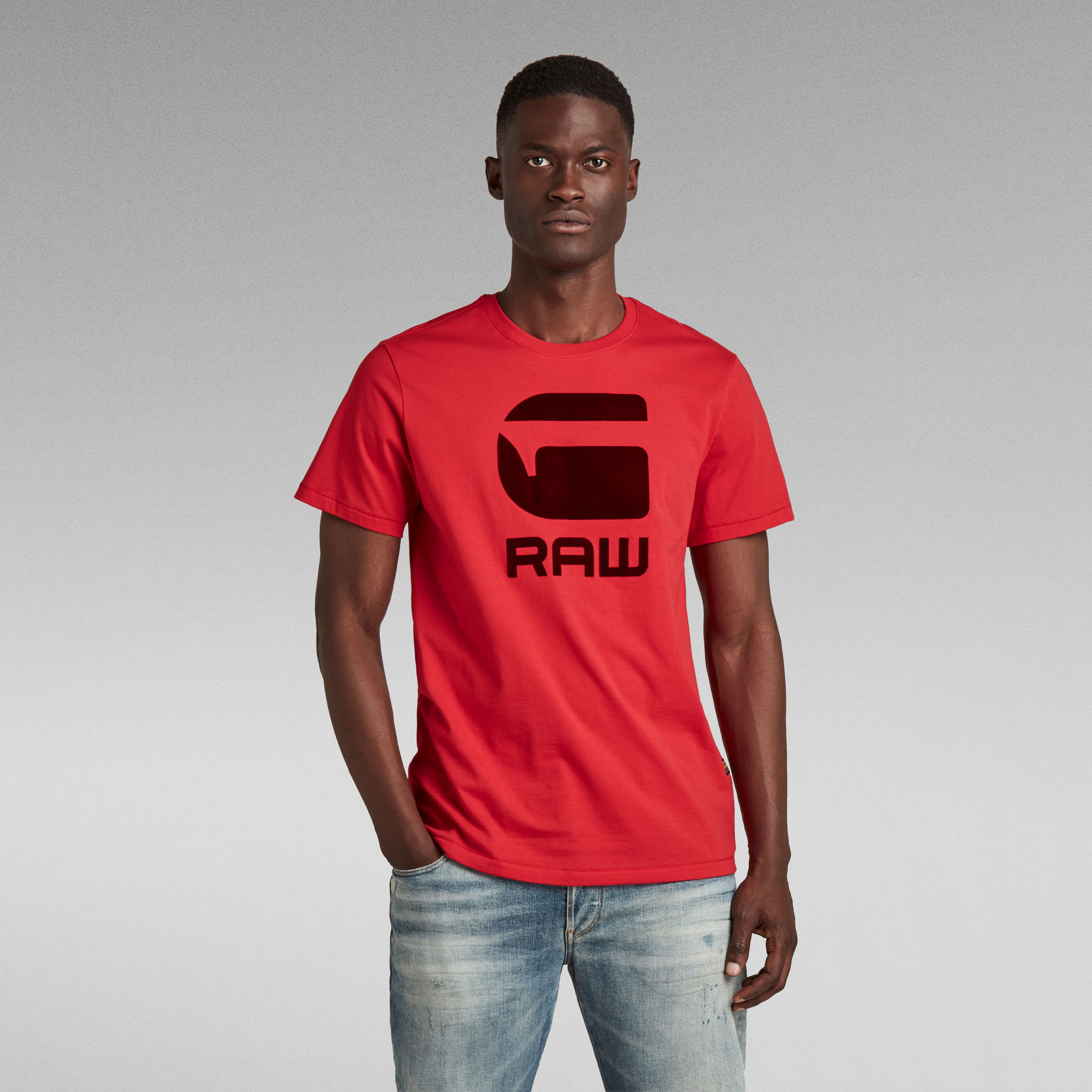 Flock Hamburger Logo T-Shirt | Red | G-Star RAW®