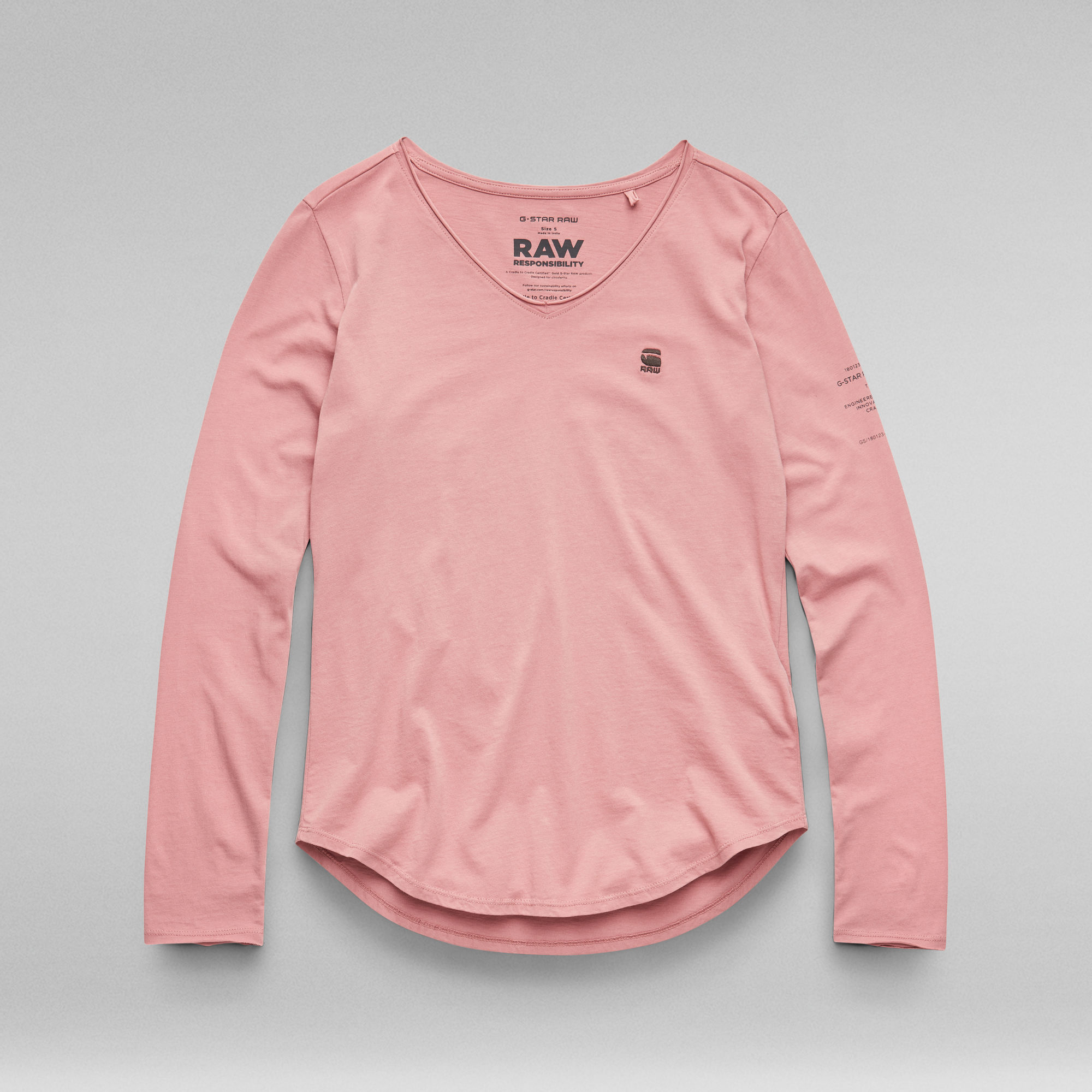 Rolled Edge V-Neck Top | Women | Pink | G-Star RAW®
