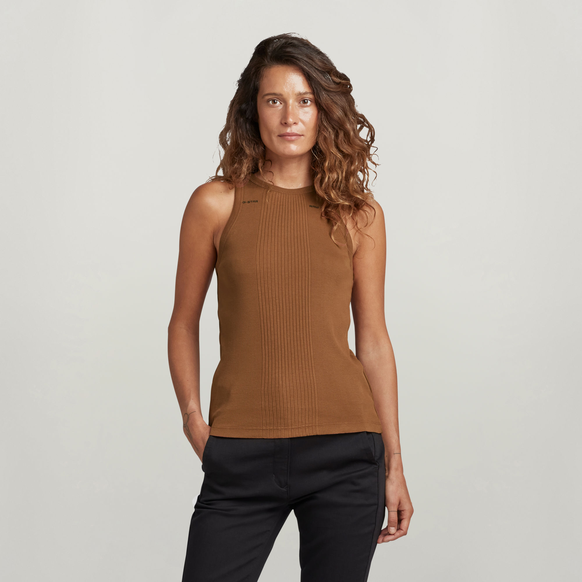 Engineered Rib Tank Top | Brown | G-Star RAW®