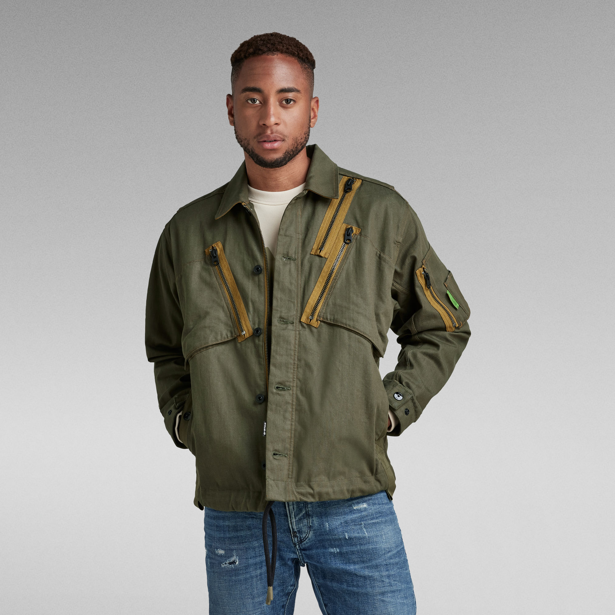 Slanted Pocket Overshirt | Green | G-Star RAW® SG