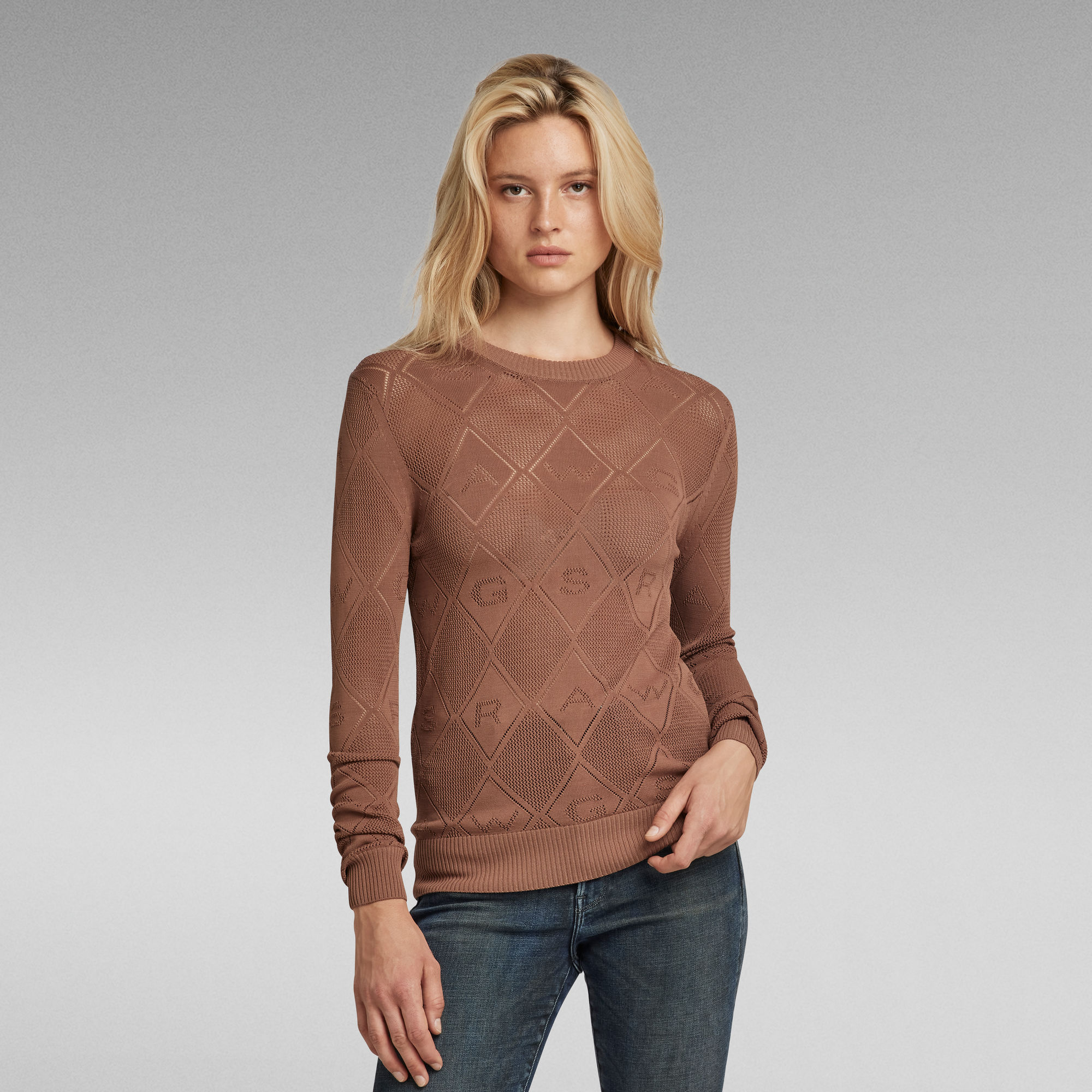 Pointelle Knitted Sweater | Brown | G-Star RAW®