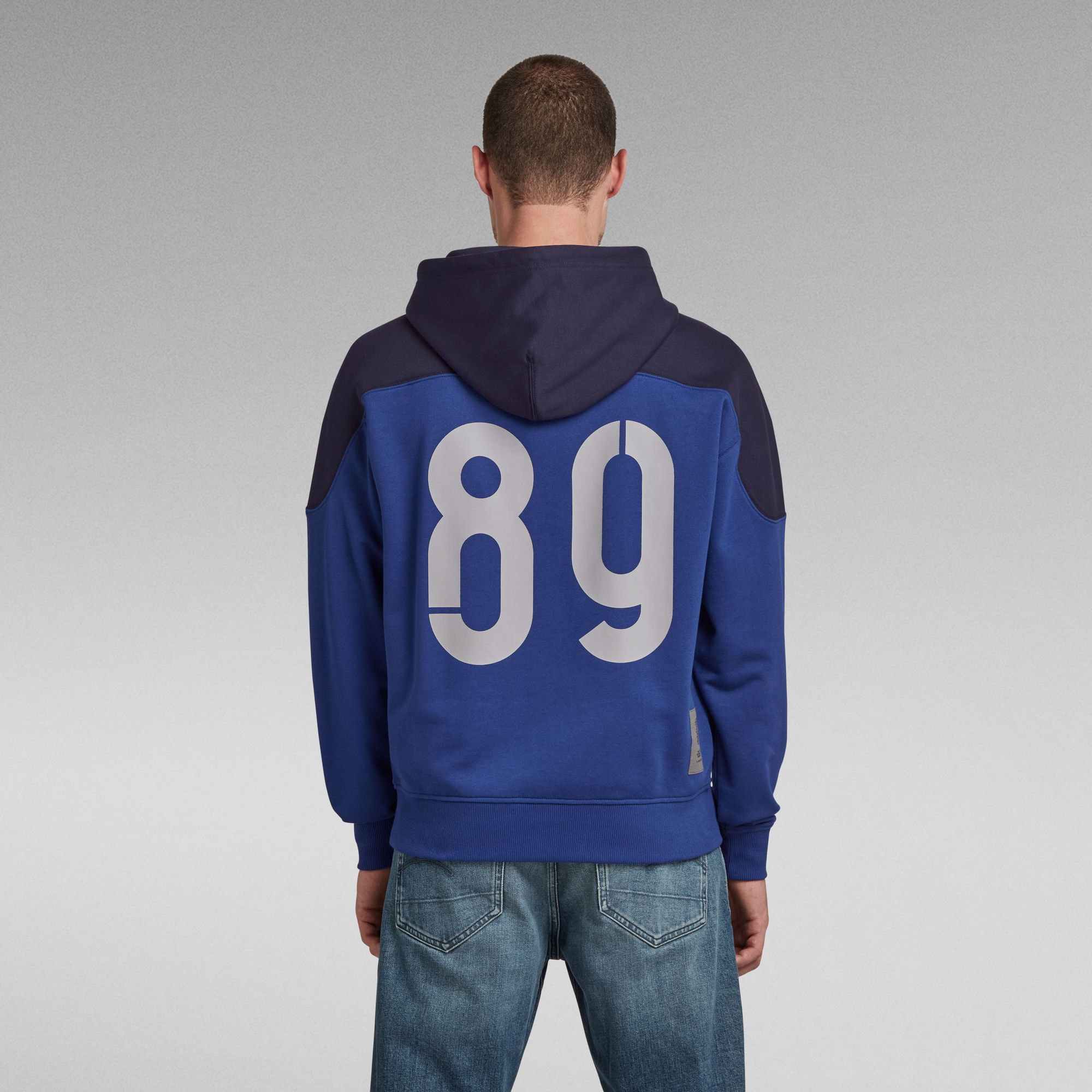 89 Logo Block Hoodie | Medium blue | G-Star RAW®