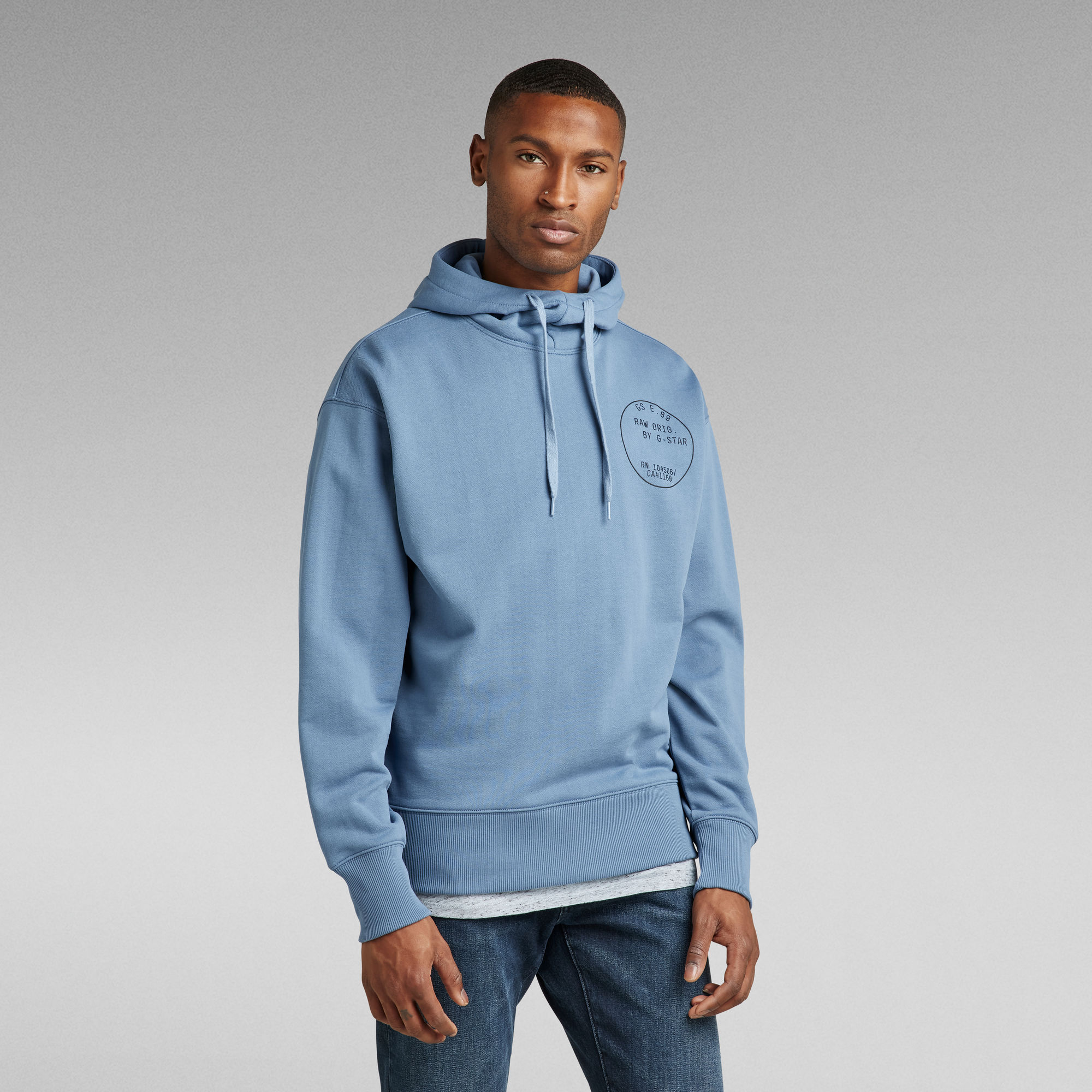 Back Graphic Loose Hooded Sweater | Medium blue | G-Star RAW®