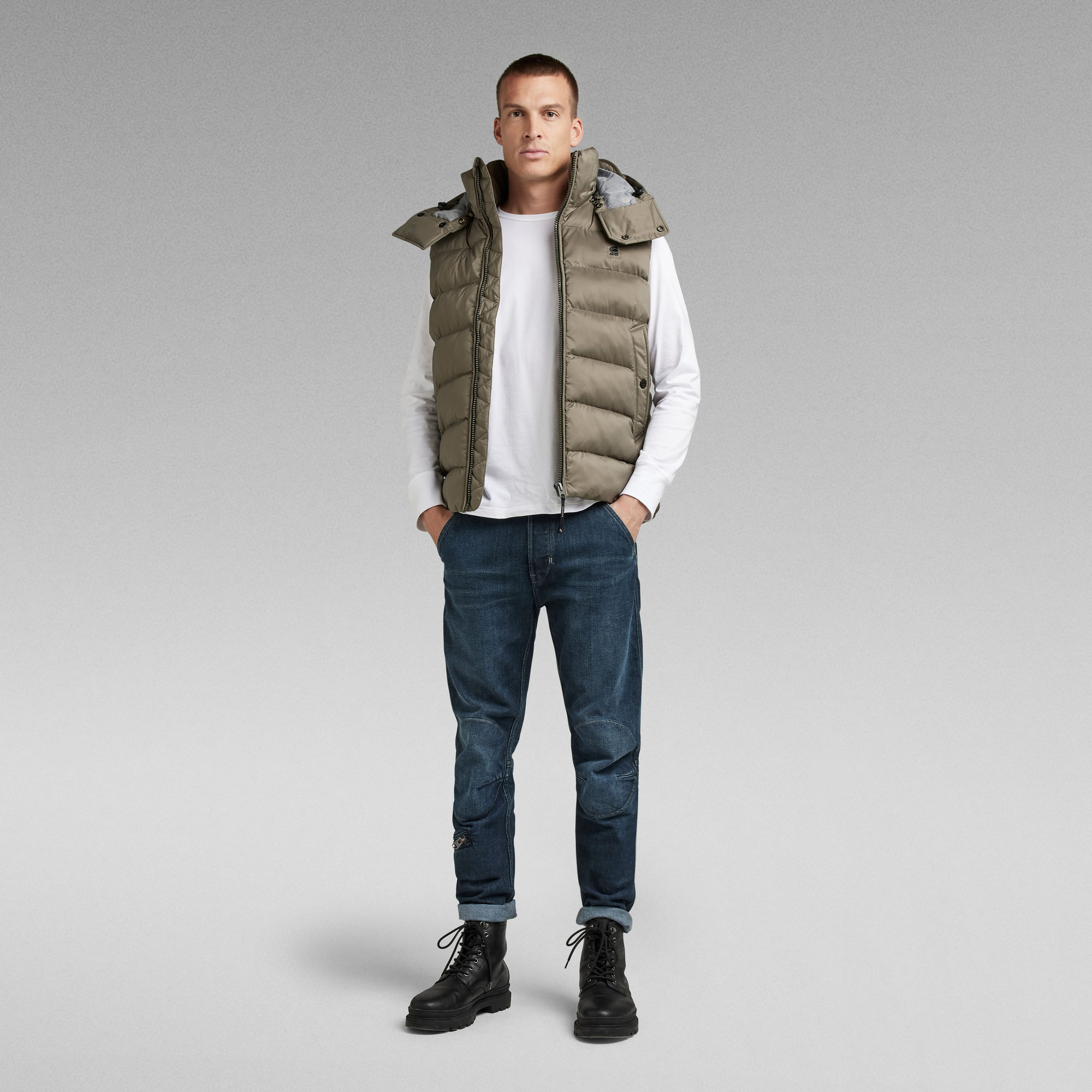 Chaleco G-Whistler Padded Hooded | Marrón | G-Star RAW®
