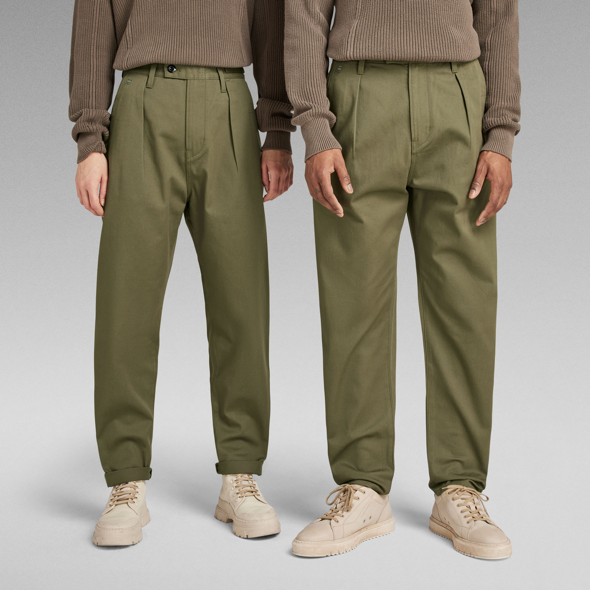 Unisex Pleated Relaxed Chino | Green | G-Star RAW®