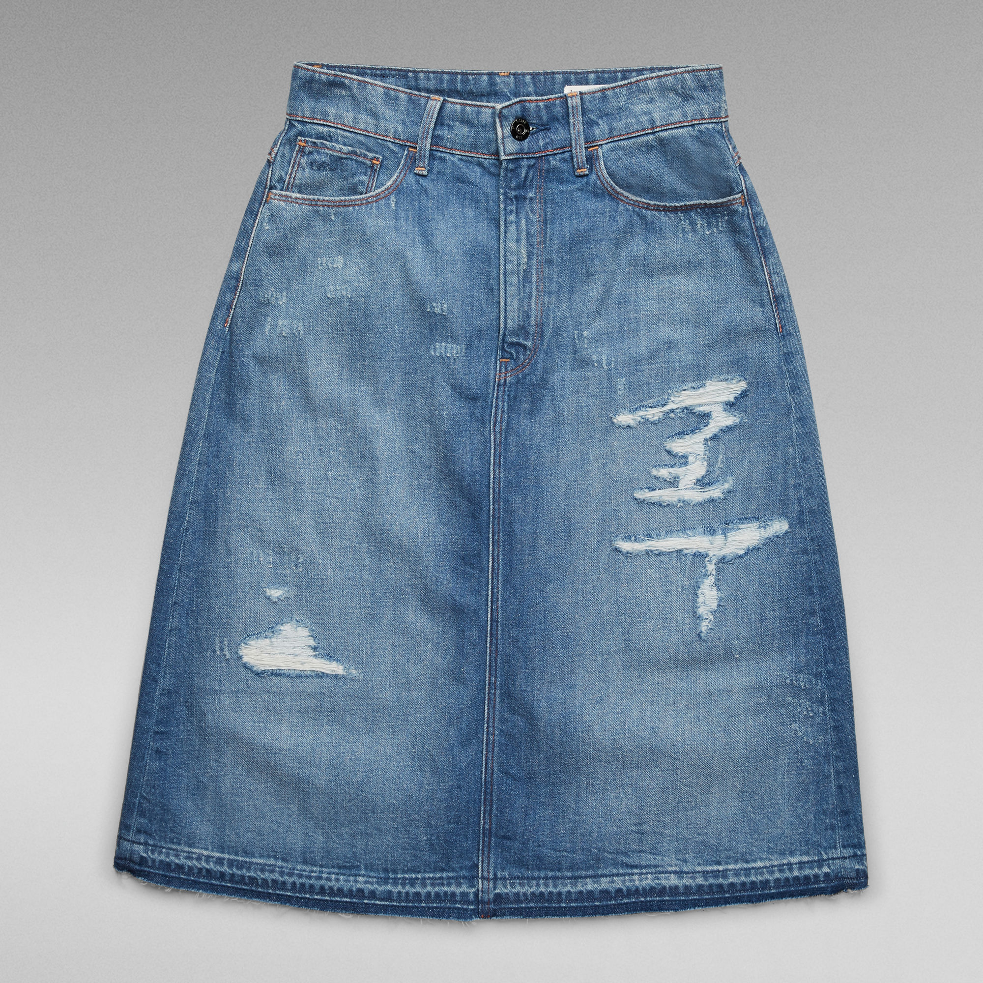 3301 A-Line Midi Ripped Edge Skirt | Light blue | G-Star RAW®