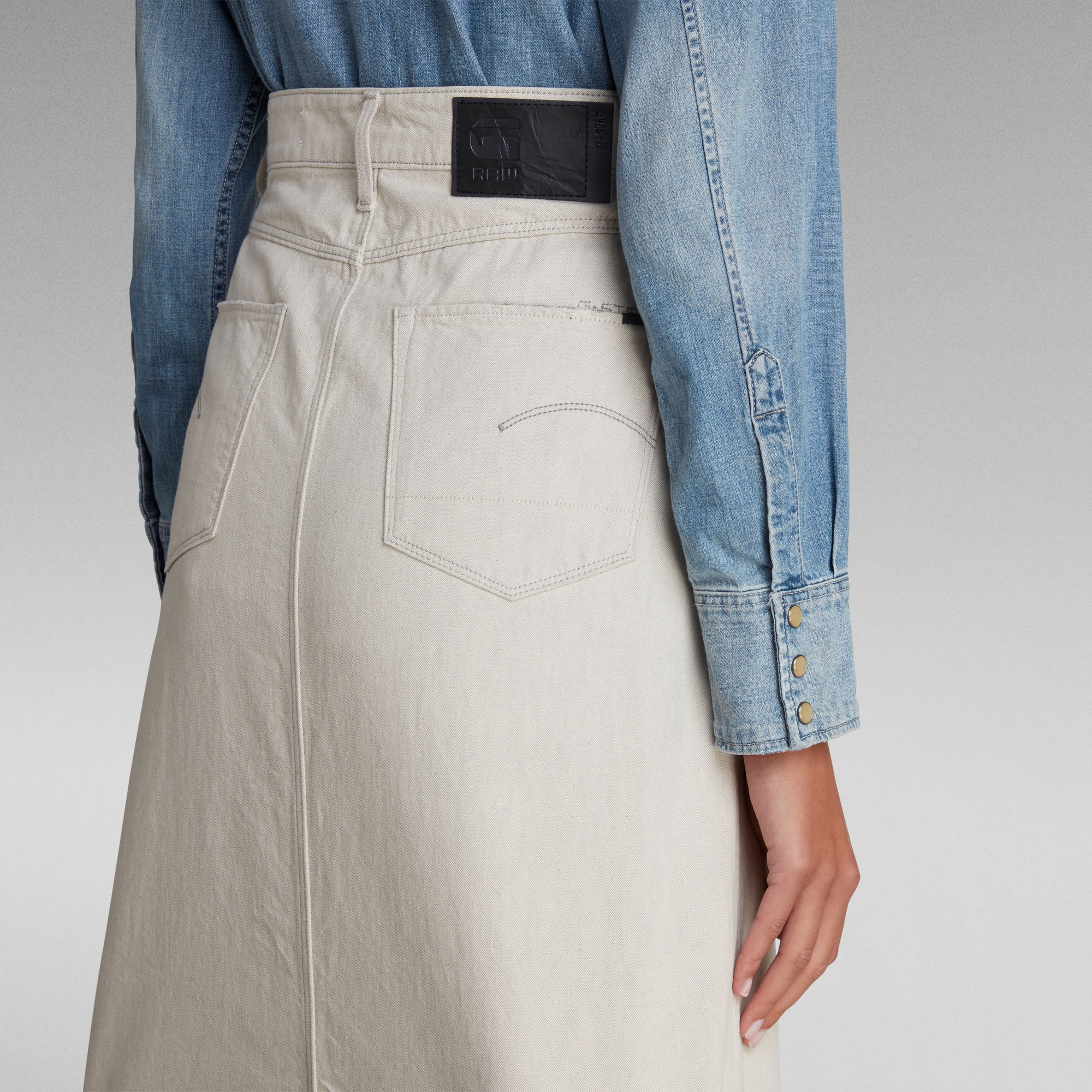 3301 A-line Midi Ripped Skirt | Women | Beige | G-Star RAW®