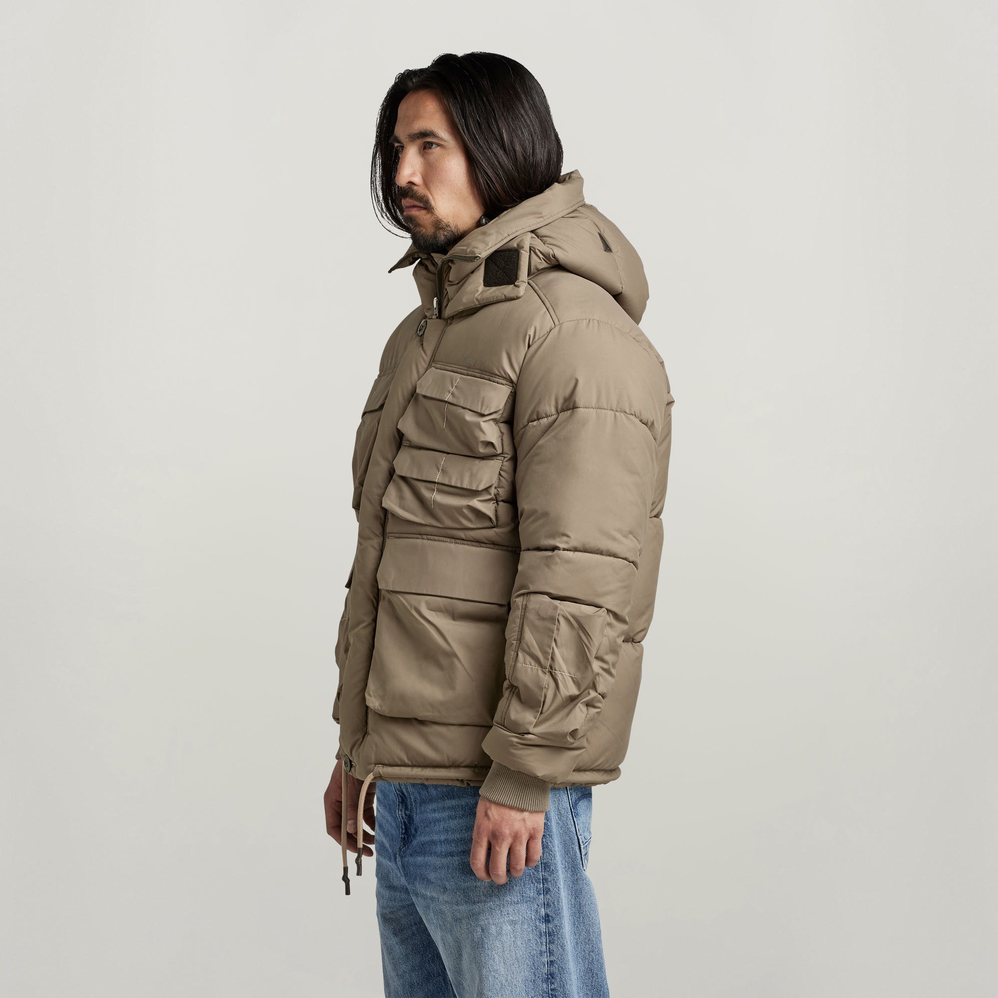 Field Hooded Puffer Jacket | Brown | G-Star RAW®