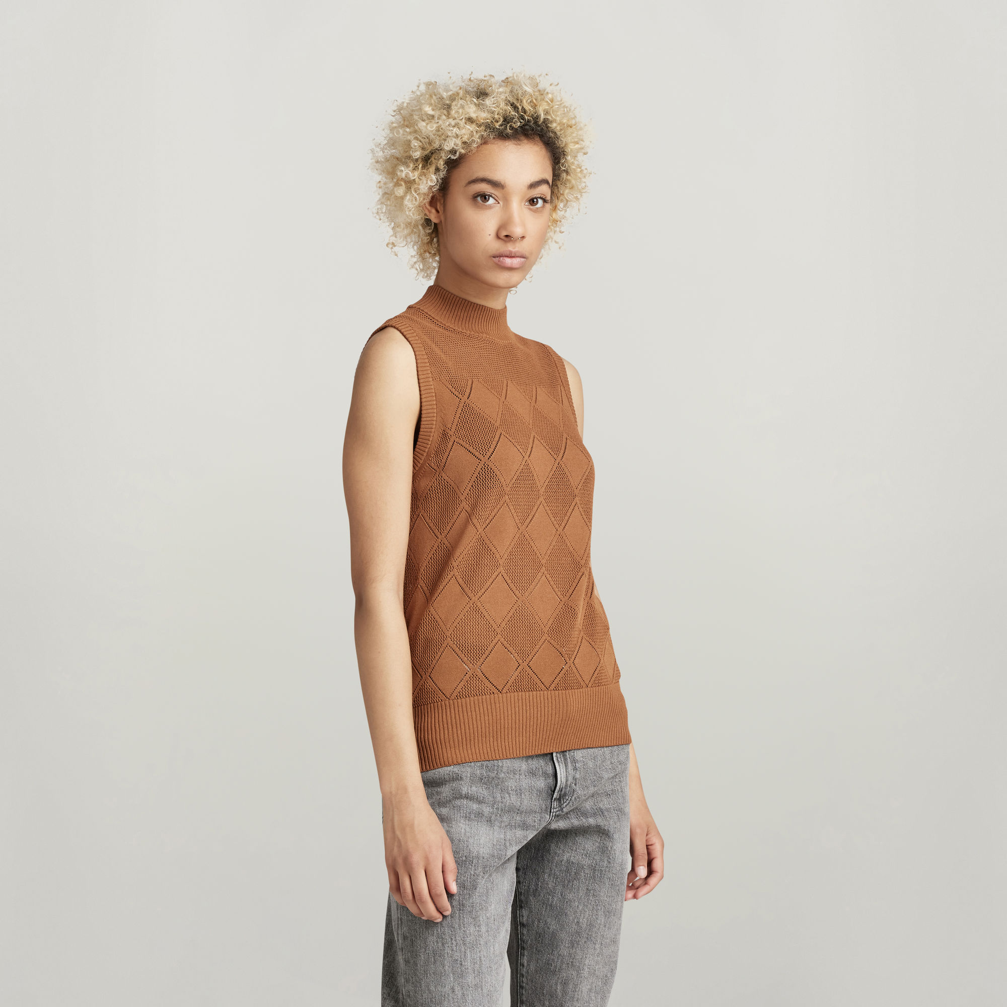Jersey Pointelle Mock Knitted | Marrón | G-Star RAW®