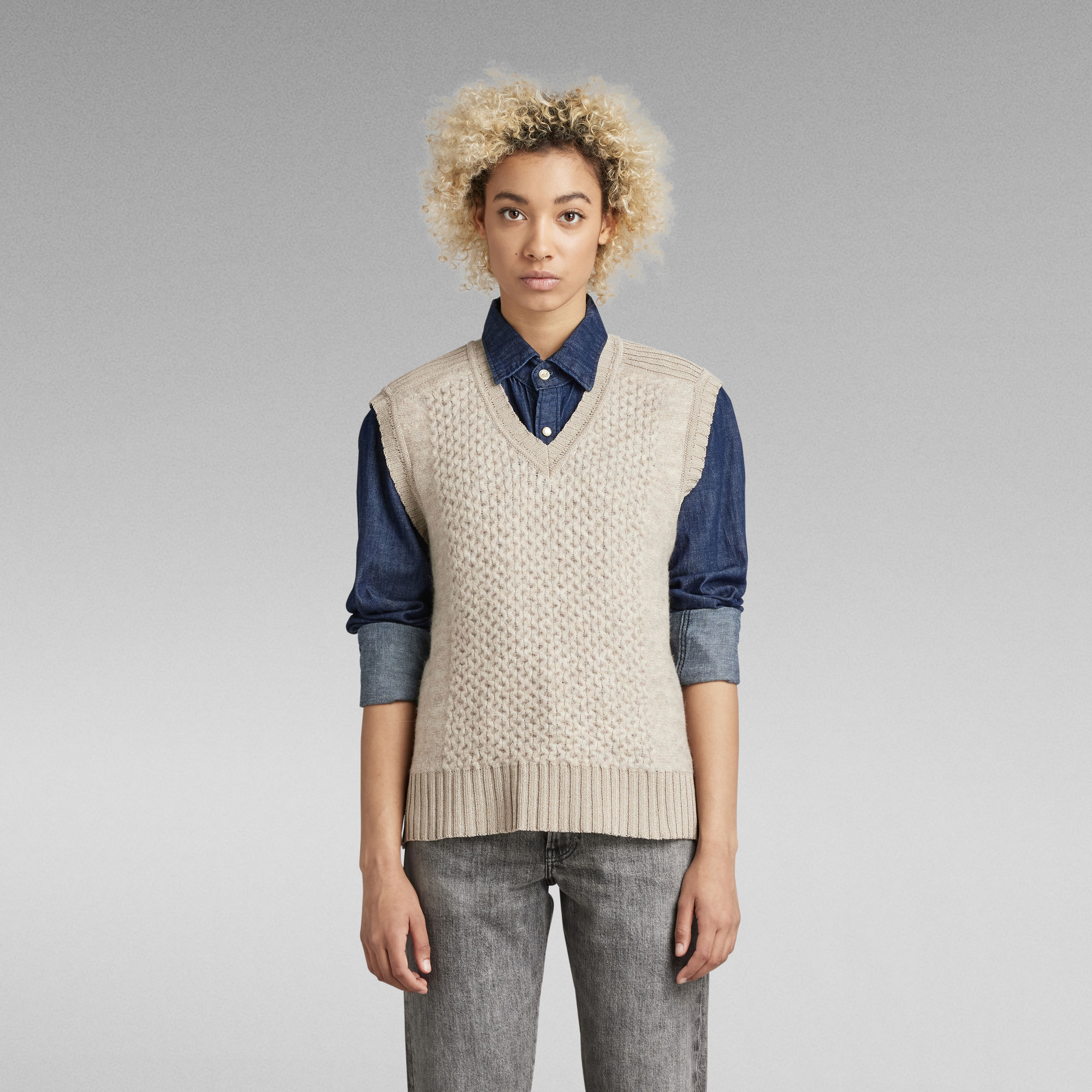 Knitted Slipover Vest Structure Loose | Beige | G-Star RAW®