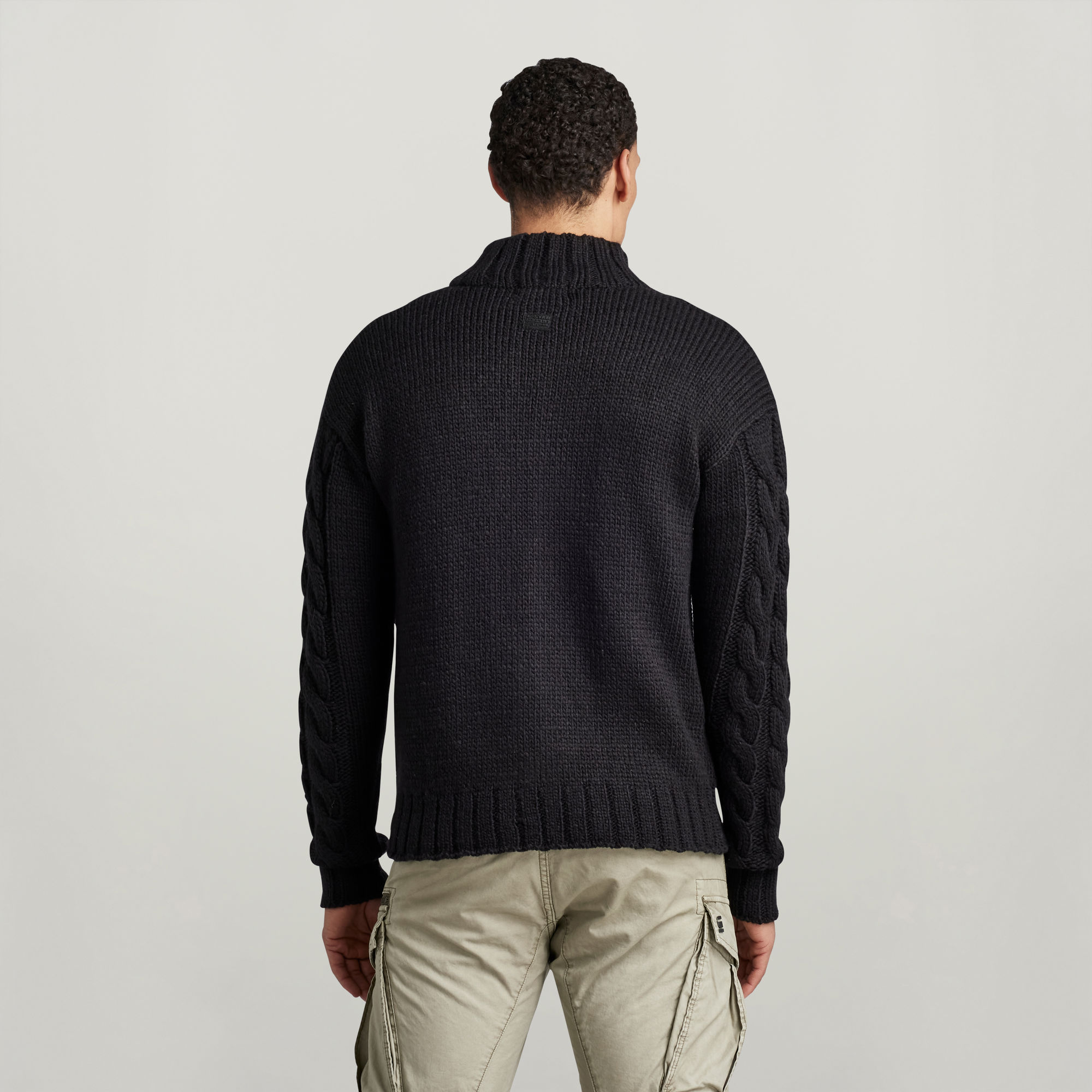 Heavy Cable Loose Zip Thru Knitted Sweater | Black | G-Star RAW®