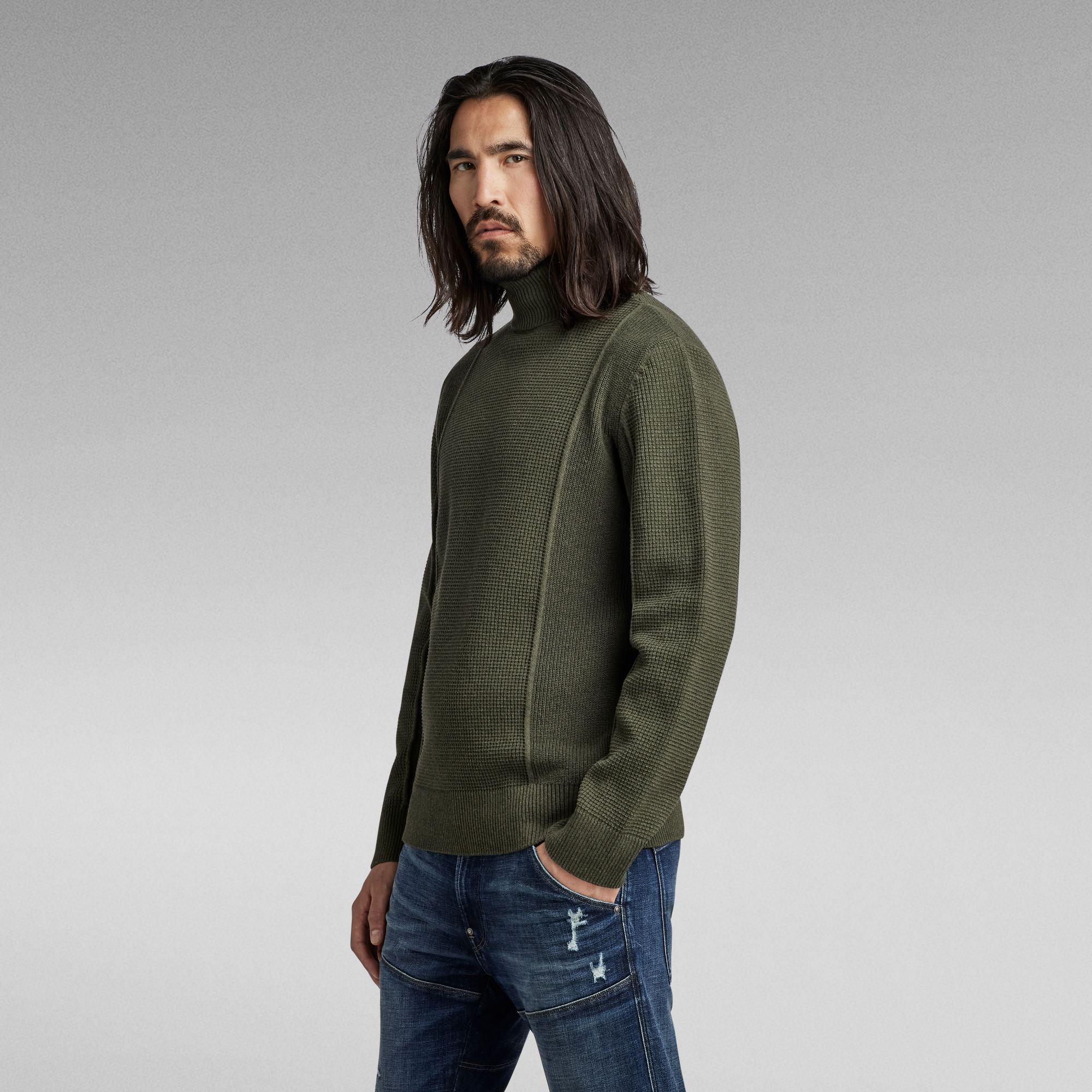 Knitted Turtleneck Sweater Structure | グリーン | G-Star RAW®