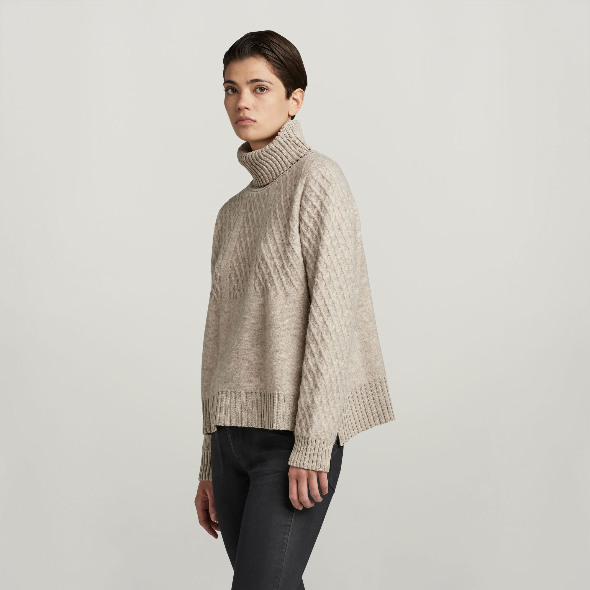 Knitted Turtleneck Sweater Structure Loose | ベージュ | G-Star RAW®
