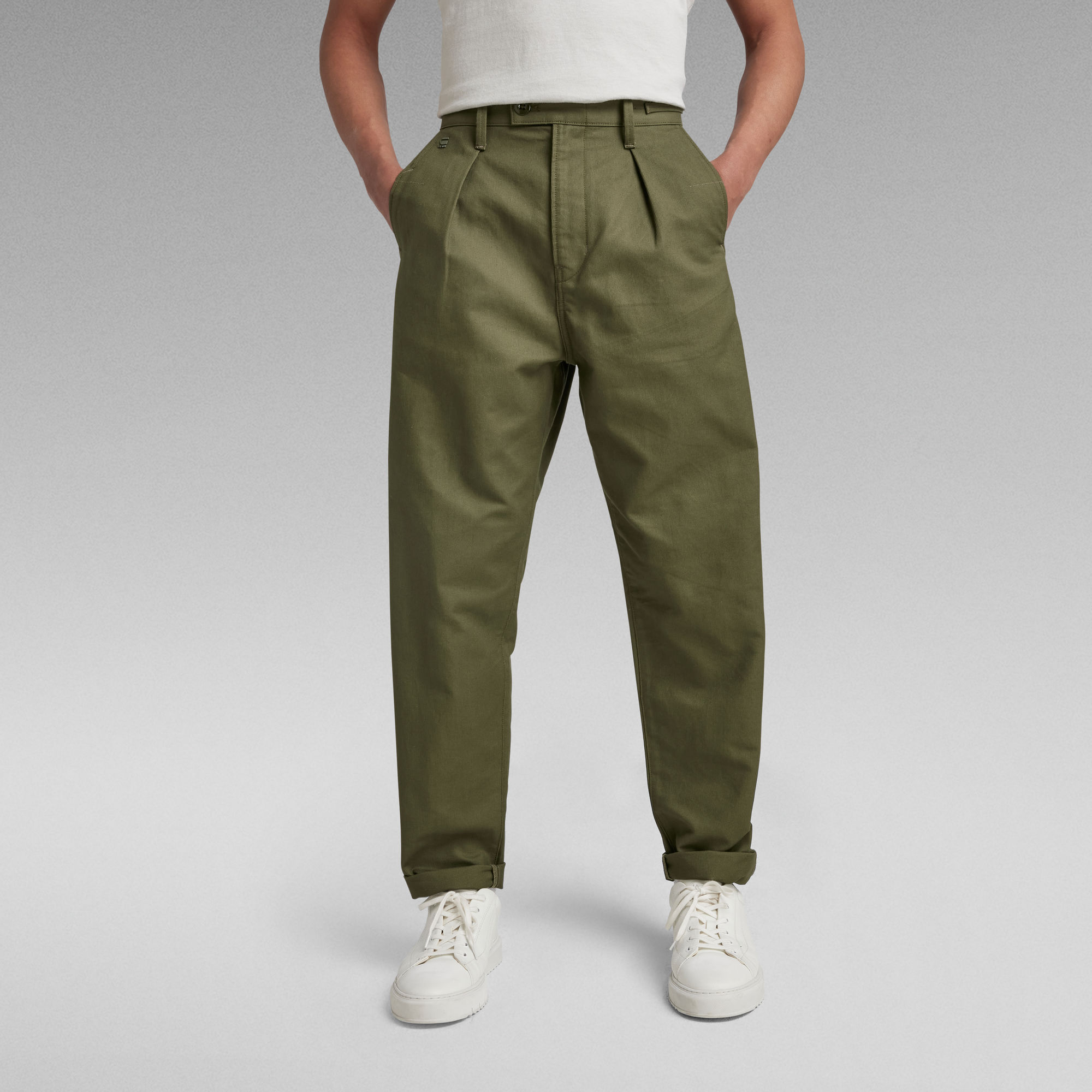Unisex Pleated Relaxed Chino | Green | G-Star RAW®