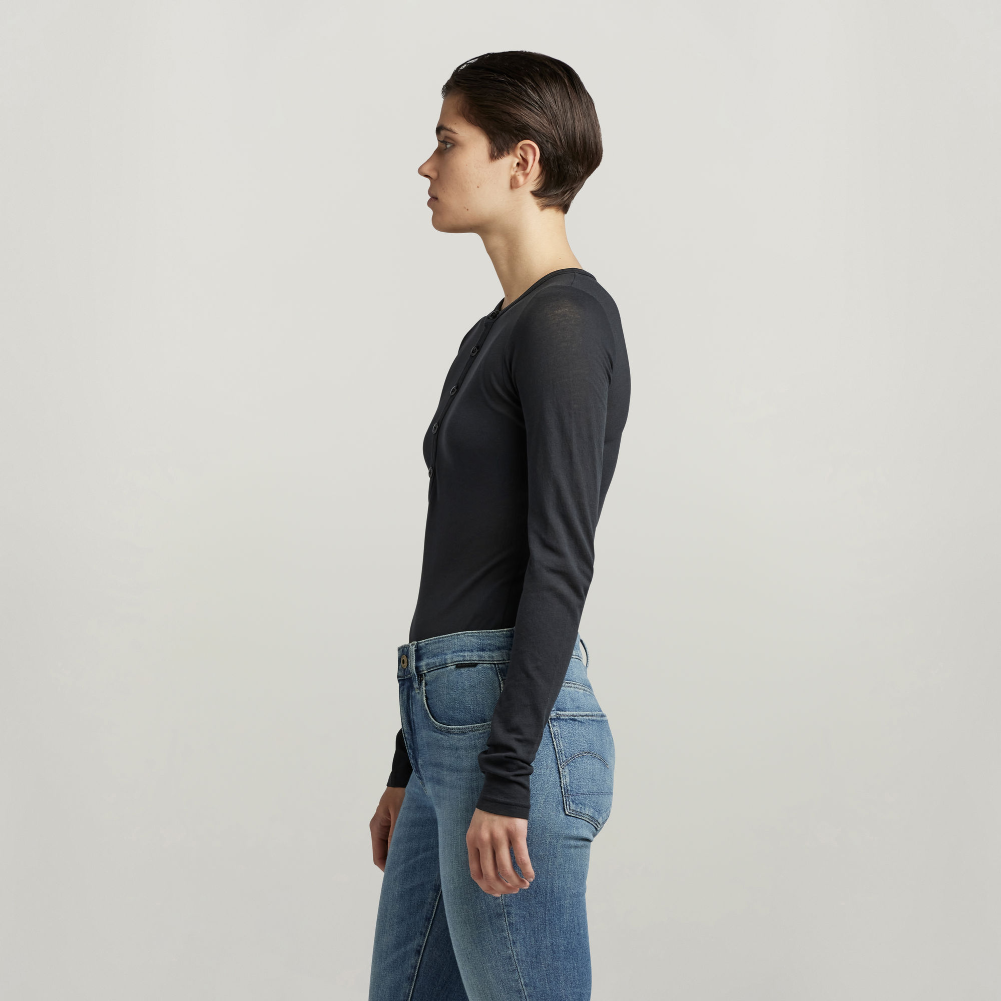 Henley Body Slim Top | Black | G-Star RAW®