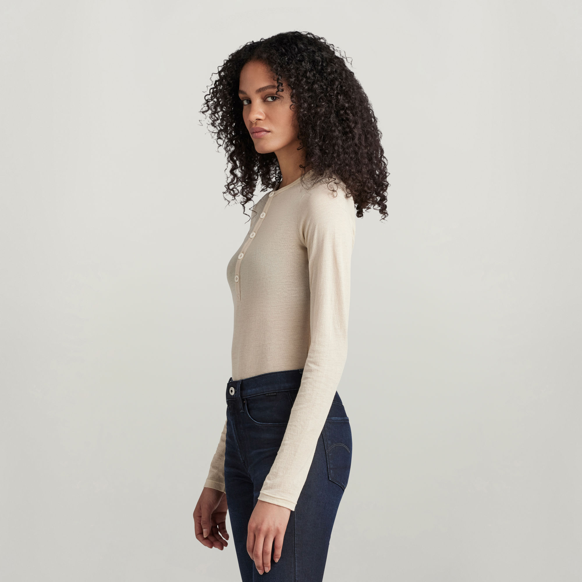 Henley Body Slim Top | Beige | G-Star RAW®