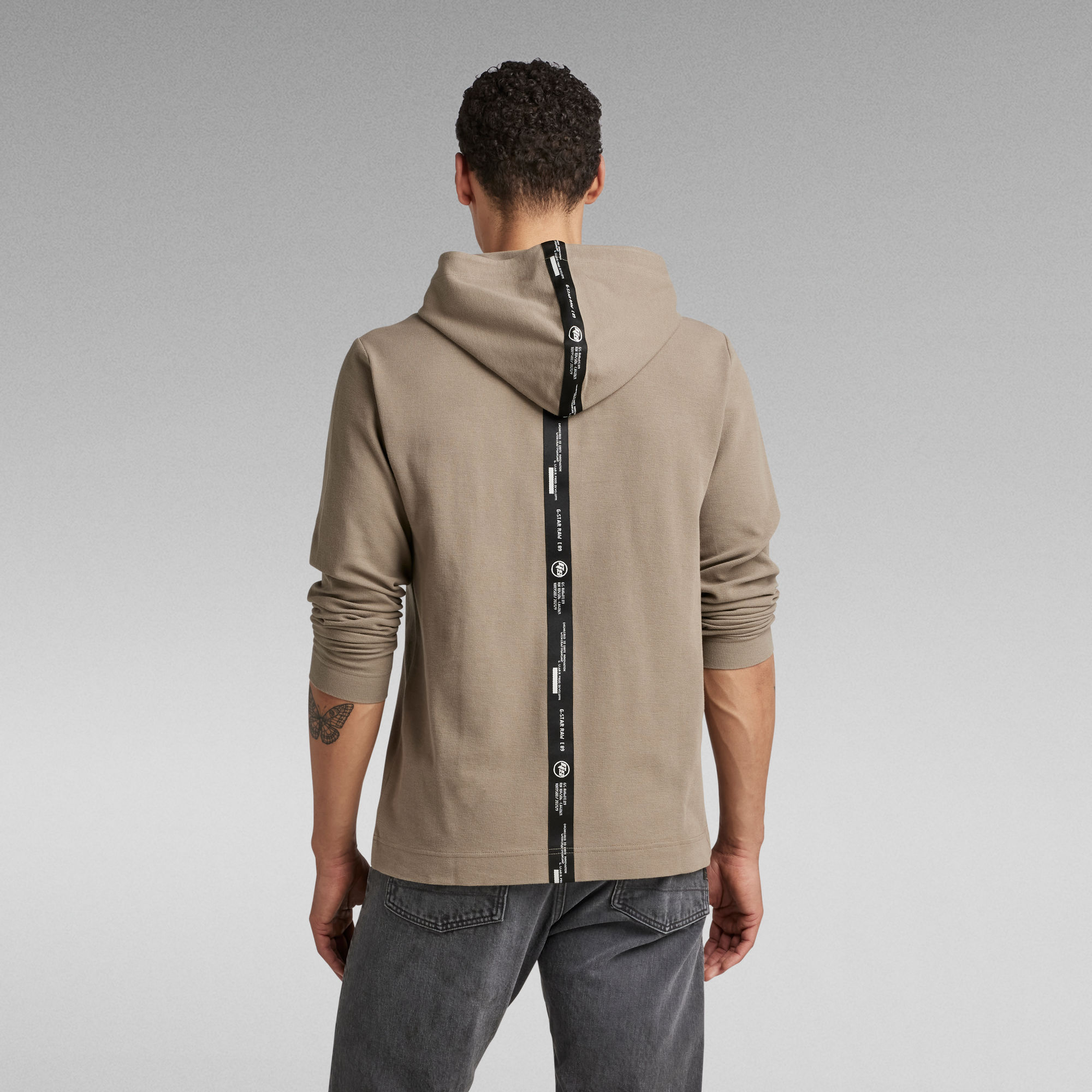 Lightweight Hoodie Logo Tape Center Back | Beige | G-Star RAW®