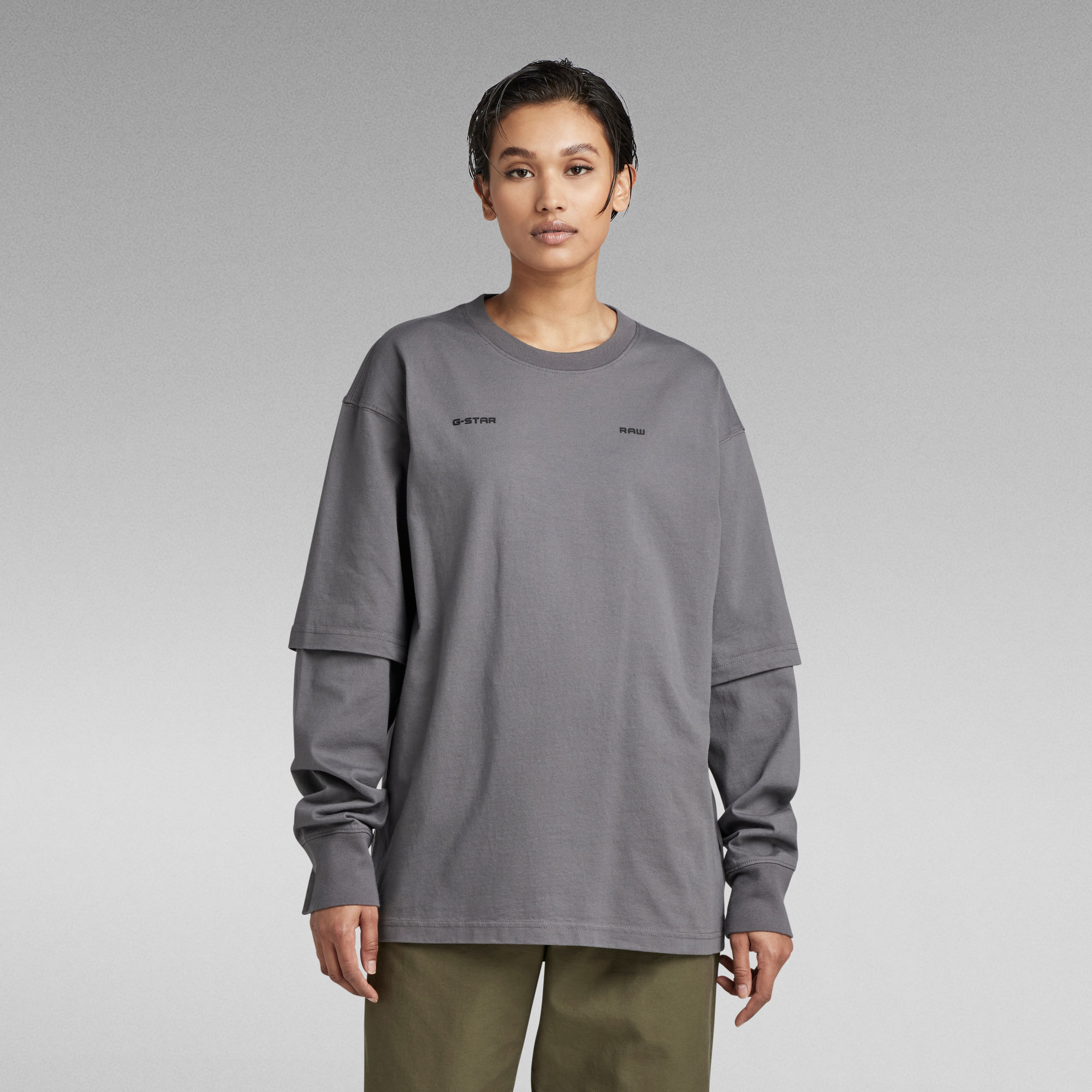 Unisex Boxy Double T-Shirt | Grey | G-Star RAW®