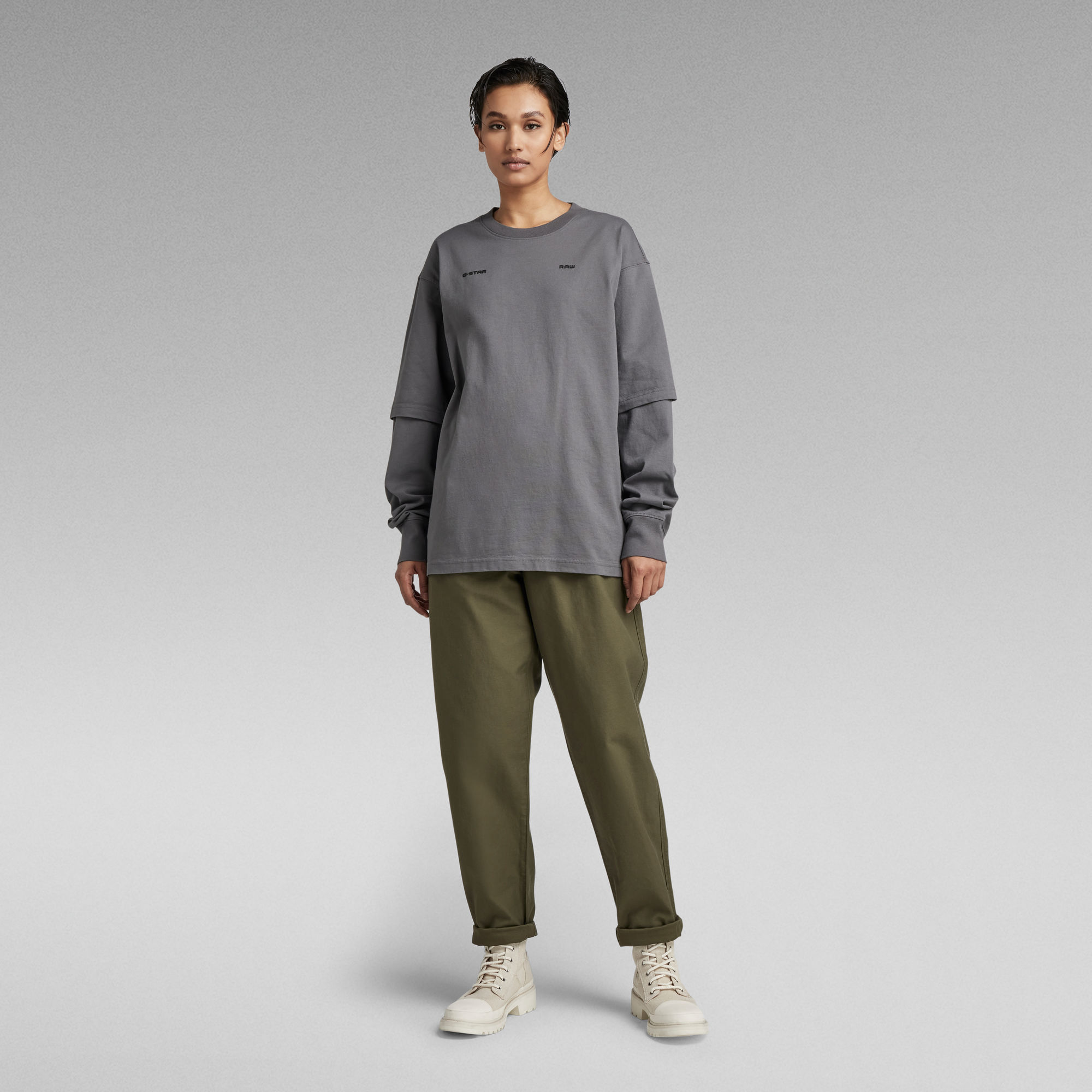 Unisex Boxy Double T-Shirt | Grey | G-Star RAW®