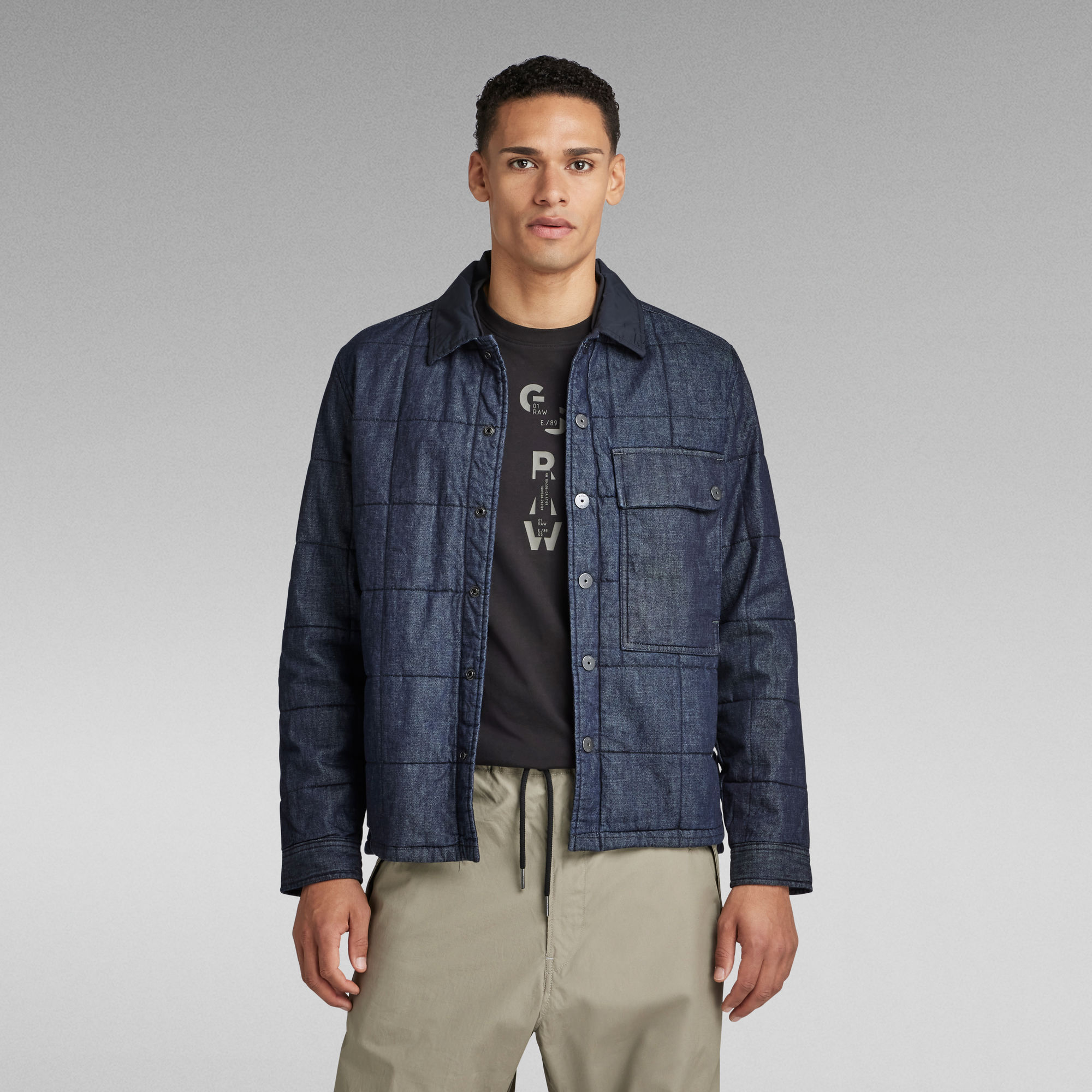 Unisex Postino Quilted Overshirt | Dark blue | G-Star RAW®