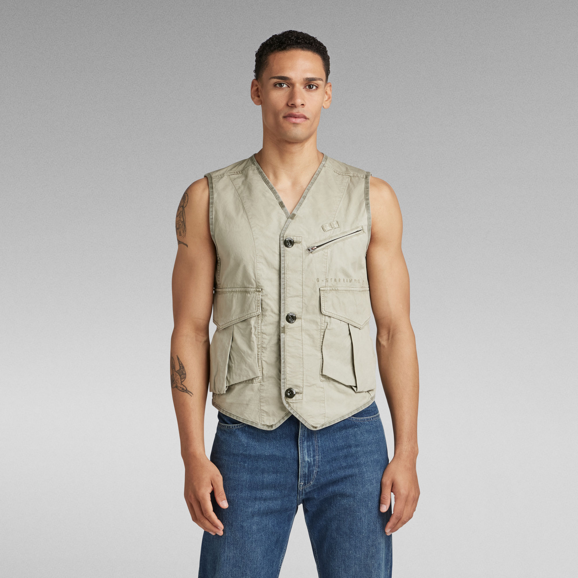 Washed Cargo Vest | Green | G-Star RAW®