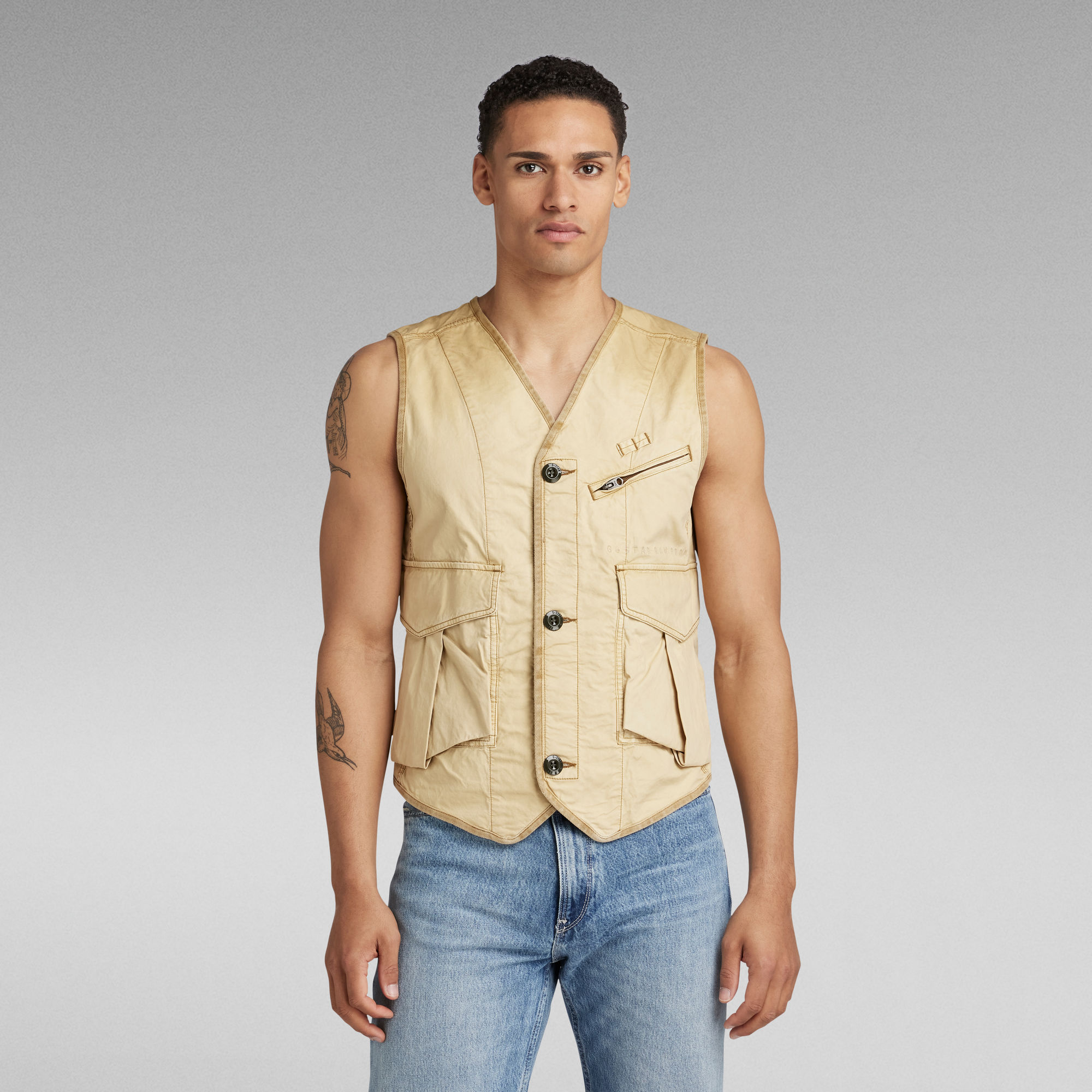 Washed Cargo Vest | Beige | G-Star RAW®