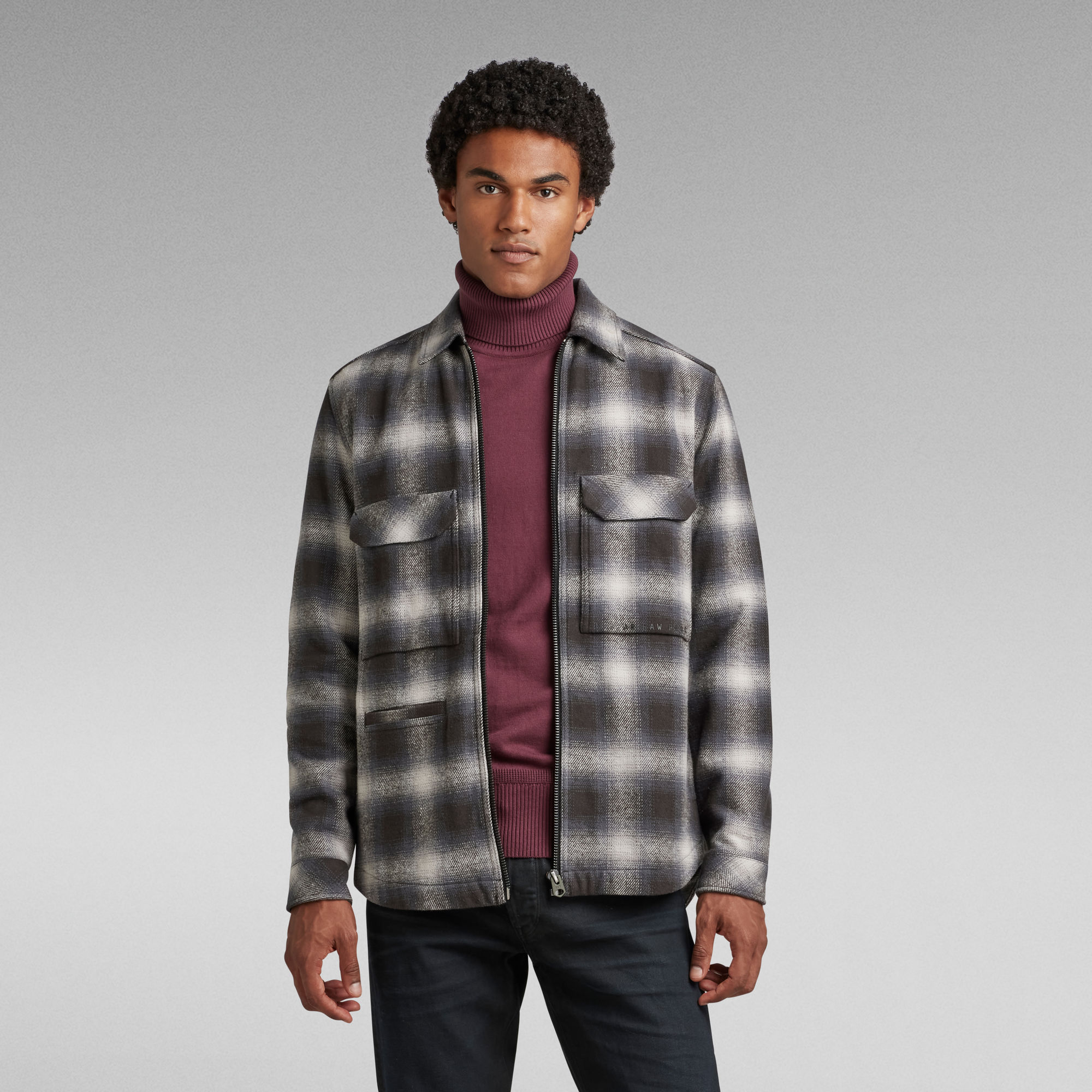 Unisex Check Zip Reg Overshirt | Multi color | G-Star RAW®