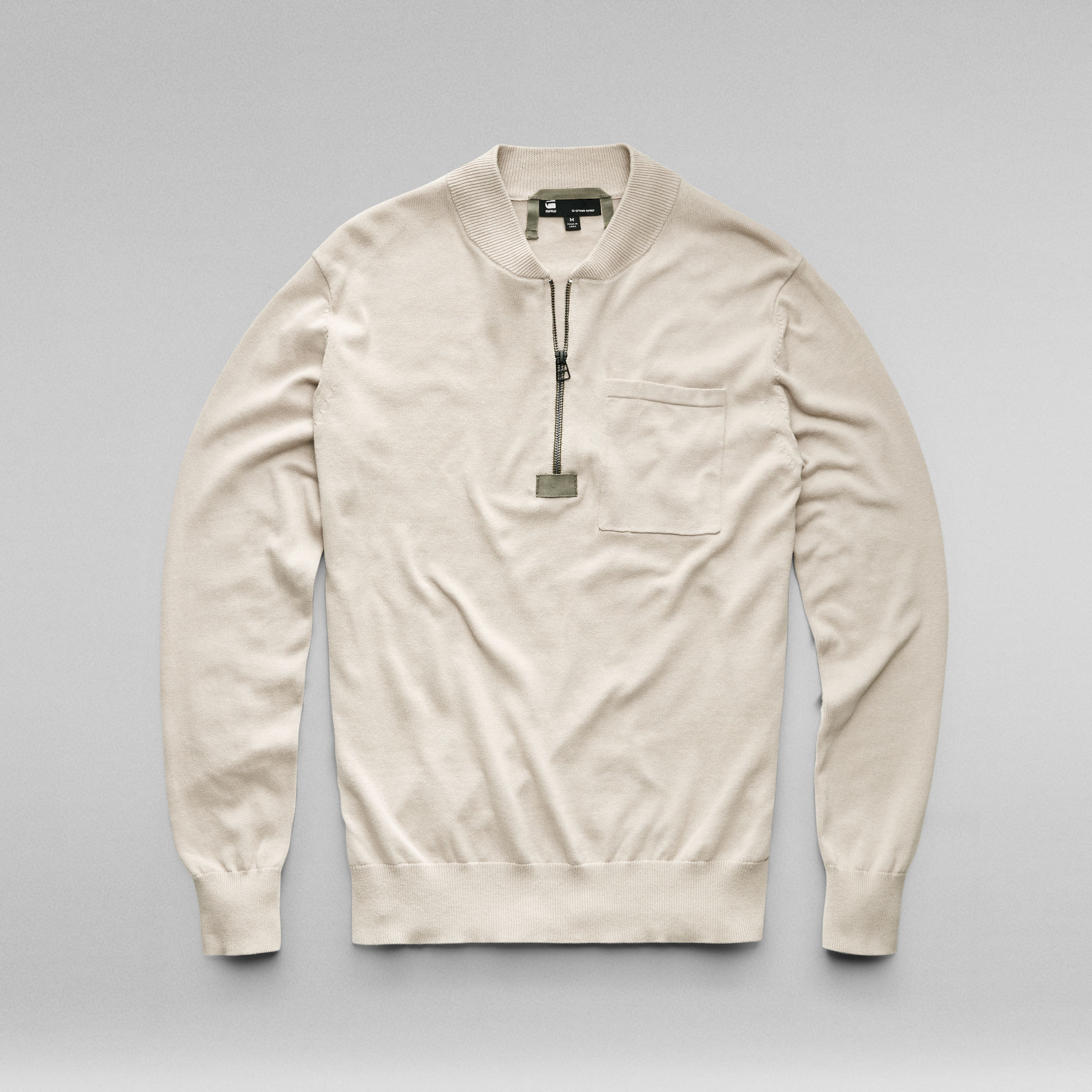 Half Zip Pocket Knitted Sweater | Beige | G-Star RAW®