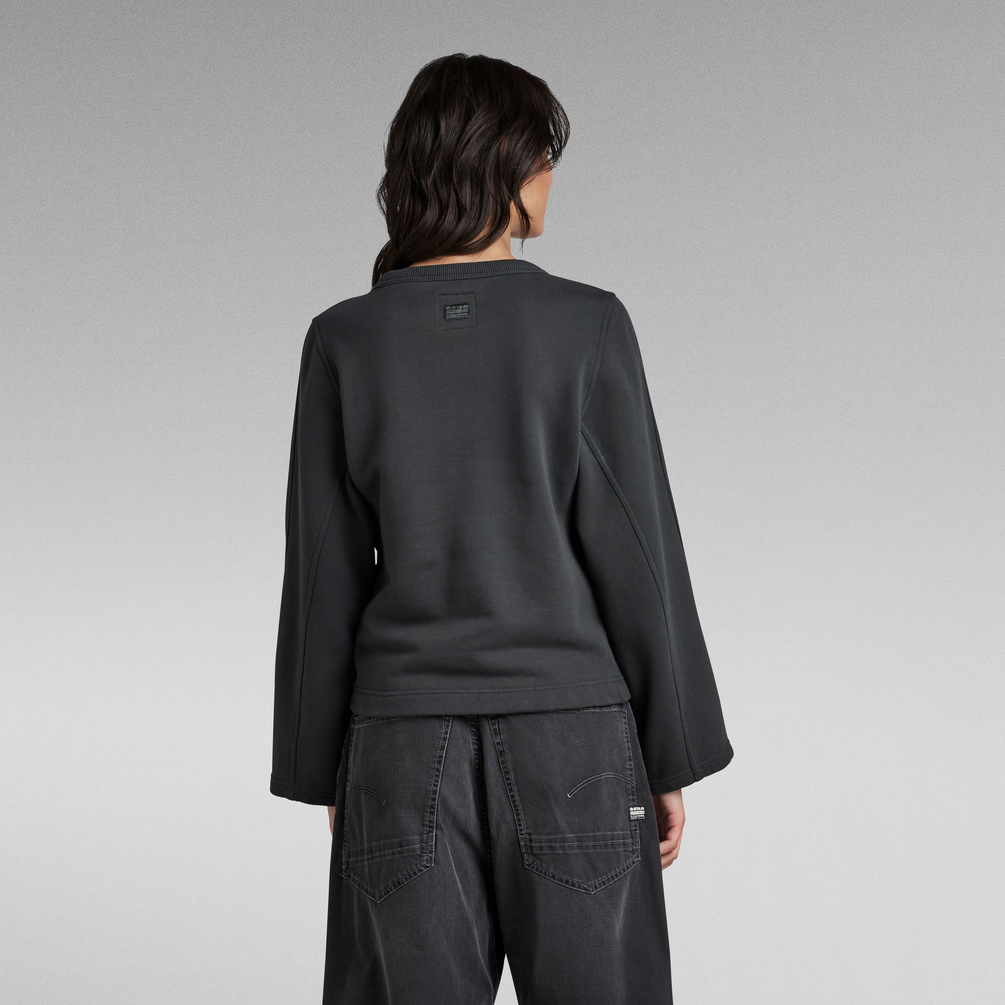 Adjustable Sleeve Cropped Sweater | Grey | G-Star RAW®